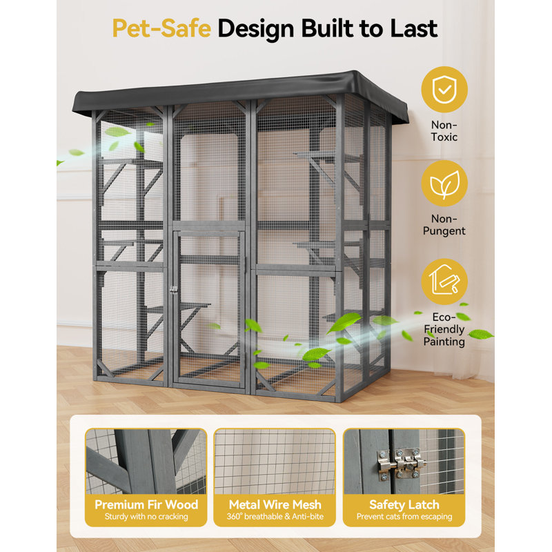 Tucker Murphy Pet™ Large Catio Enclosure Outdoor Cat House With Anti-UV ...