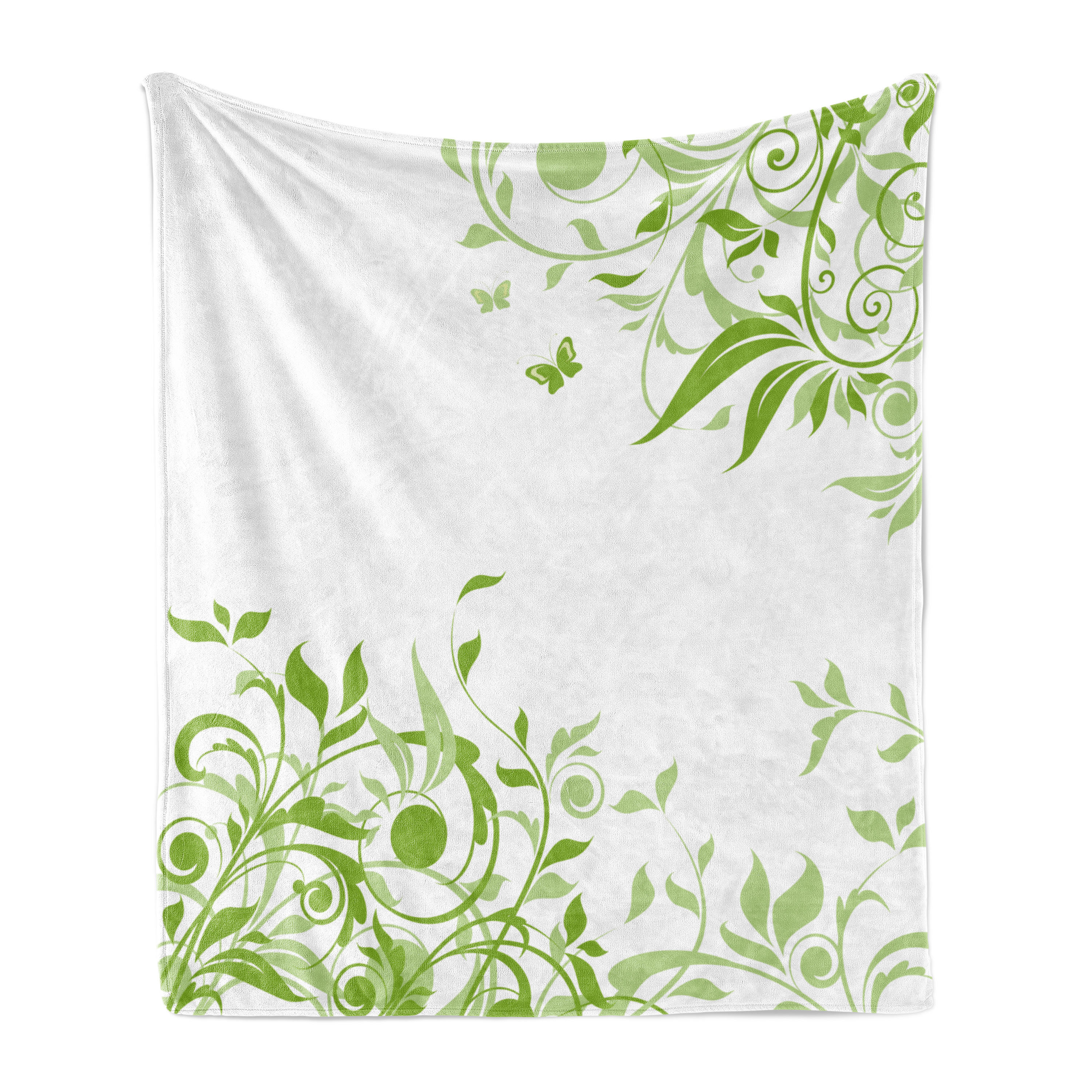 Ambesonne Green Fleece Throw Blanket Spring Time Butterfly Lime Green ...
