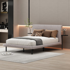 Latitude Run® Arcola Upholstered Platform Bed with Side Table ...