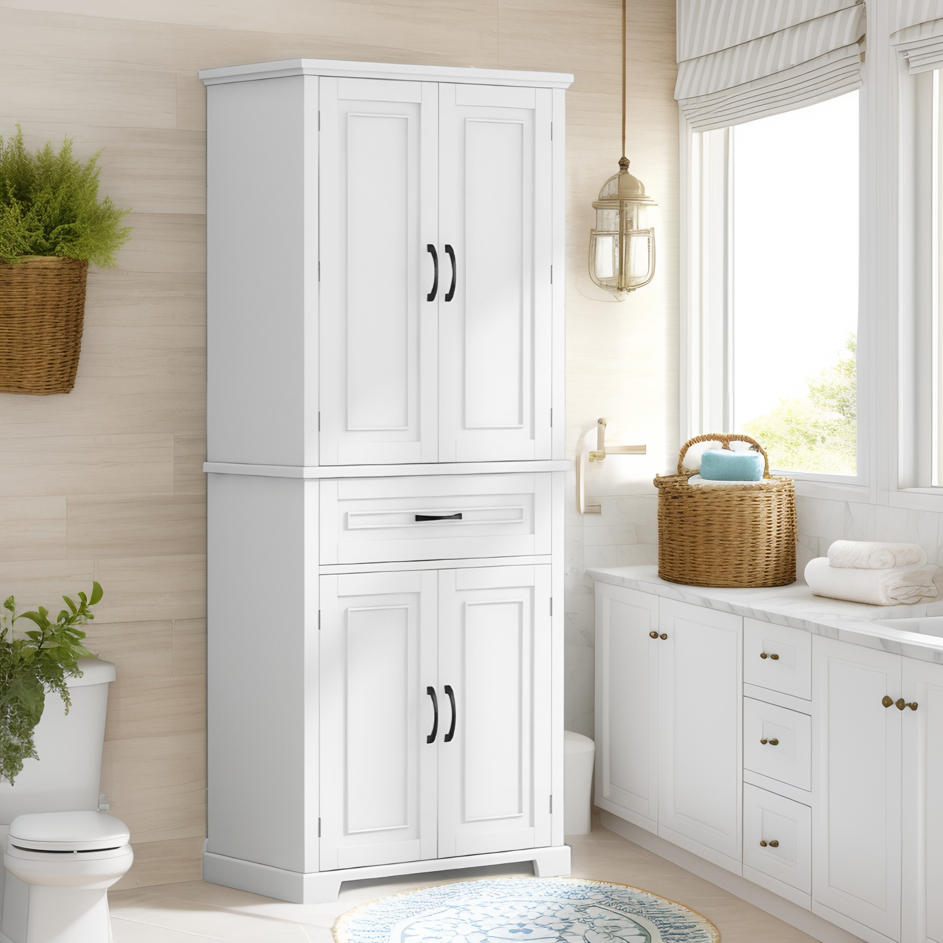 Wildon Home® Dorry 72"H Bathroom Storage Cabinet with Adjustable Shelf ...