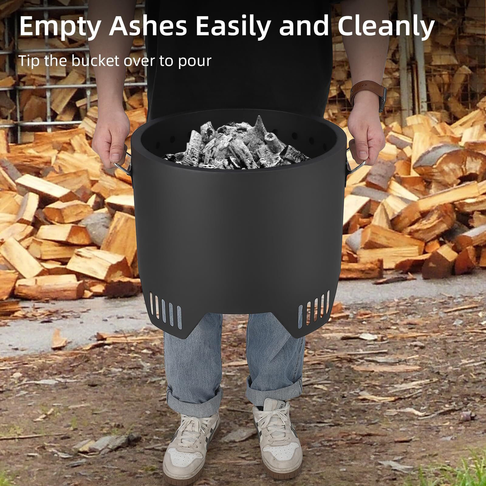 babevy Smokeless Fire Pit 32’, Portable Fire Pit With Stand, Handles ...