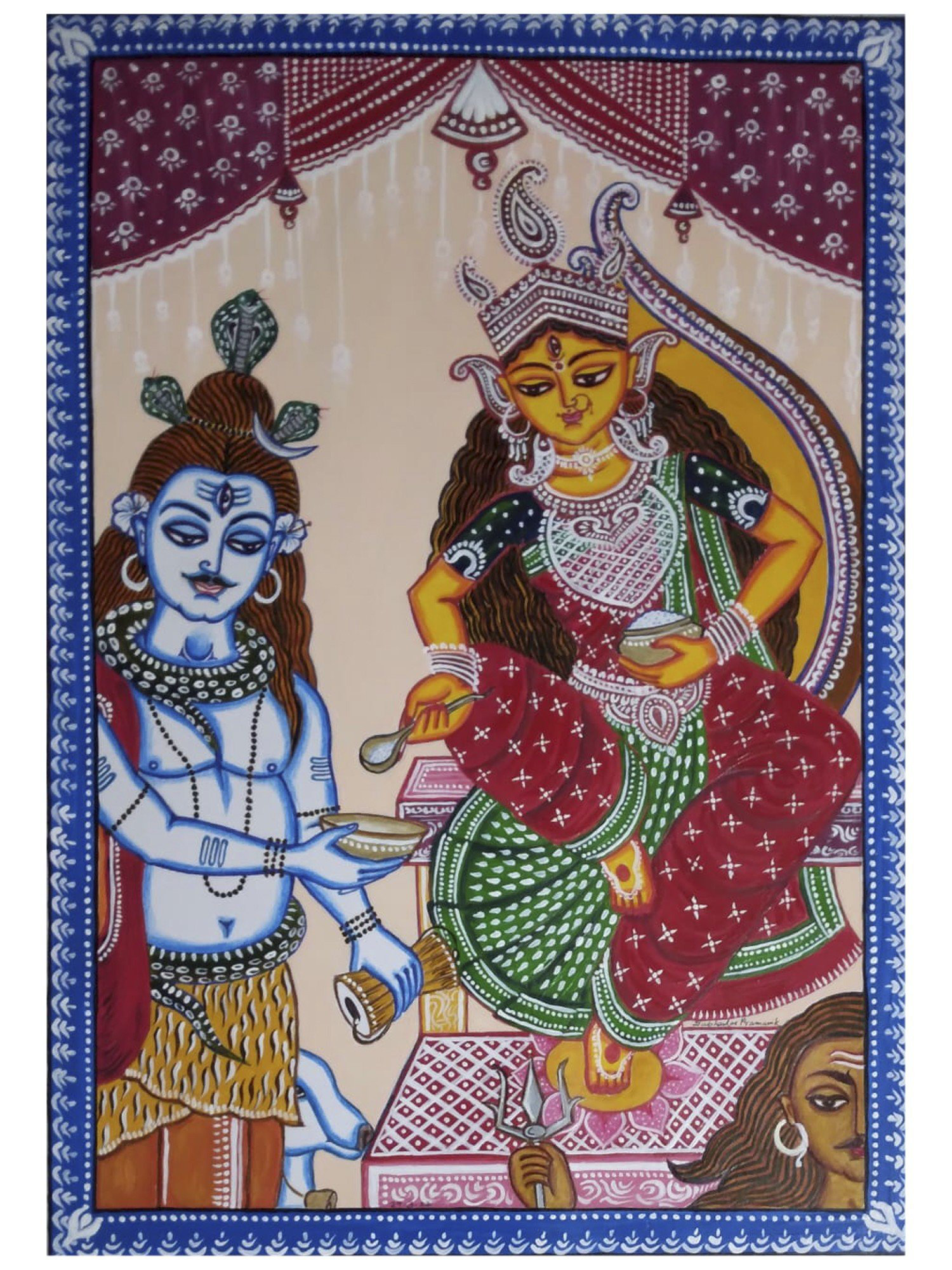 Exotic India Kashi Puradheeshwari - Lord Shiva And Parvati | Acrylic On ...