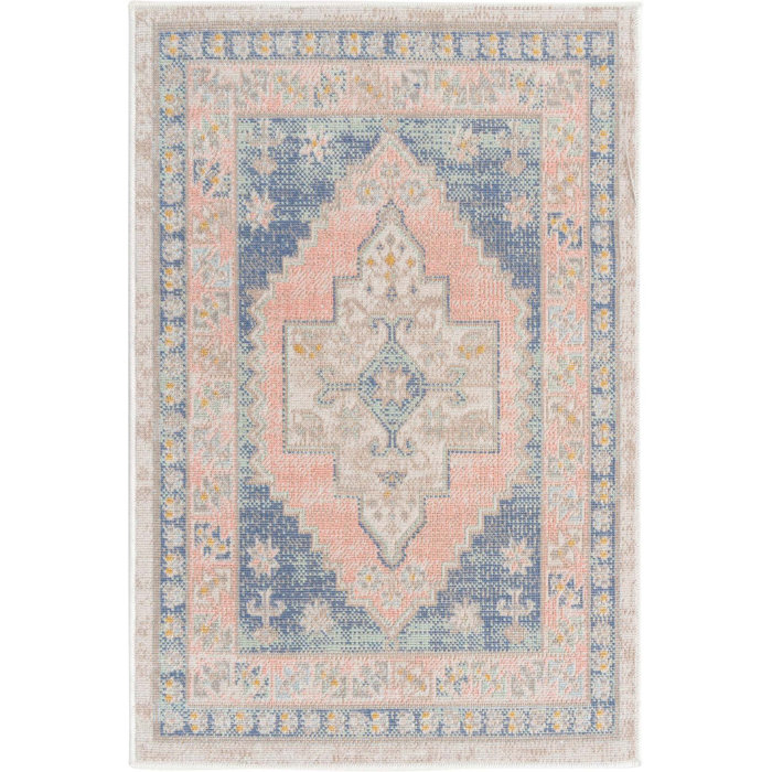 Bungalow Rose Shauntrelle Performance French Blue Rug & Reviews | Wayfair
