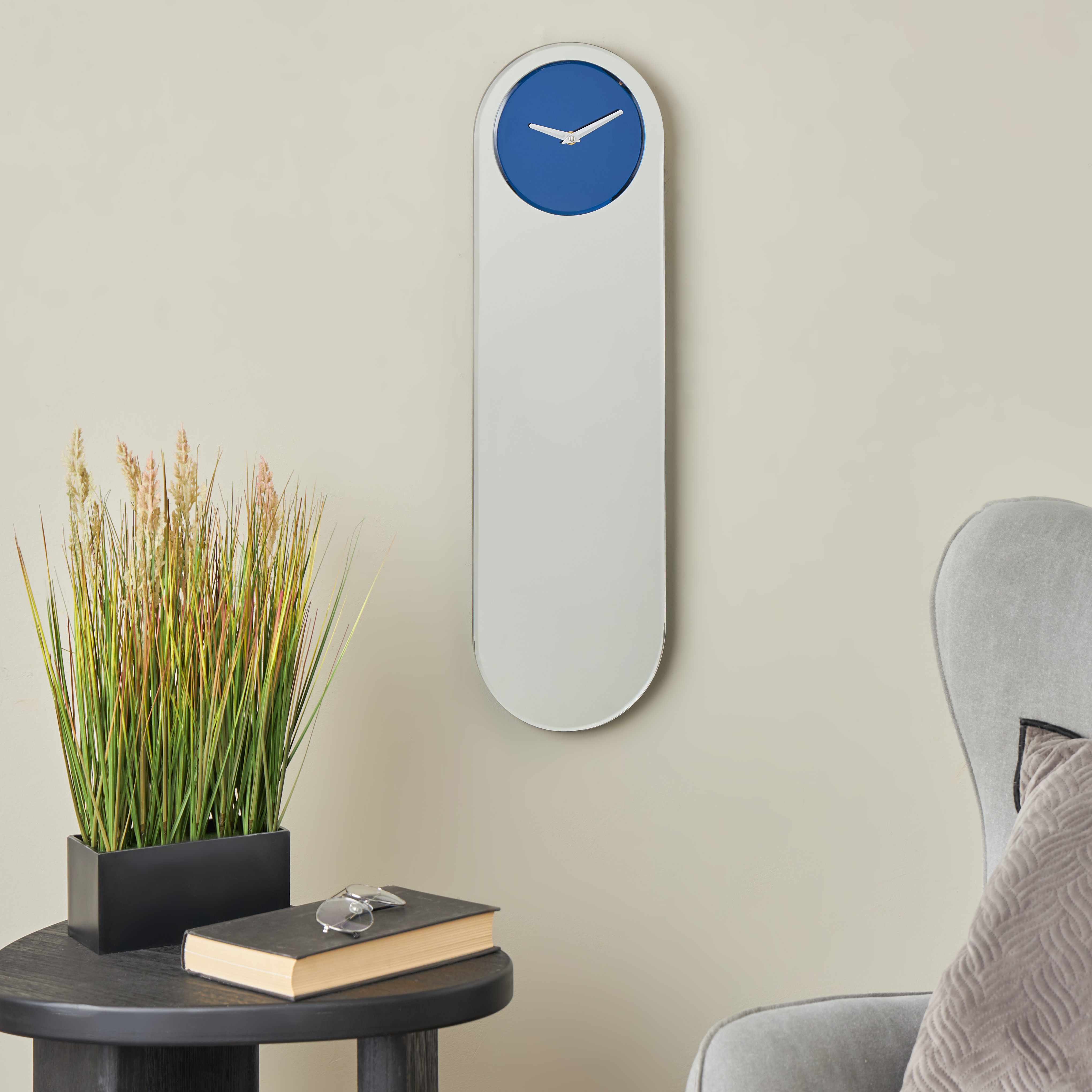 Ivy Bronx Cole And Grey Glass Decorative Silver Wall Clock With Clock ...