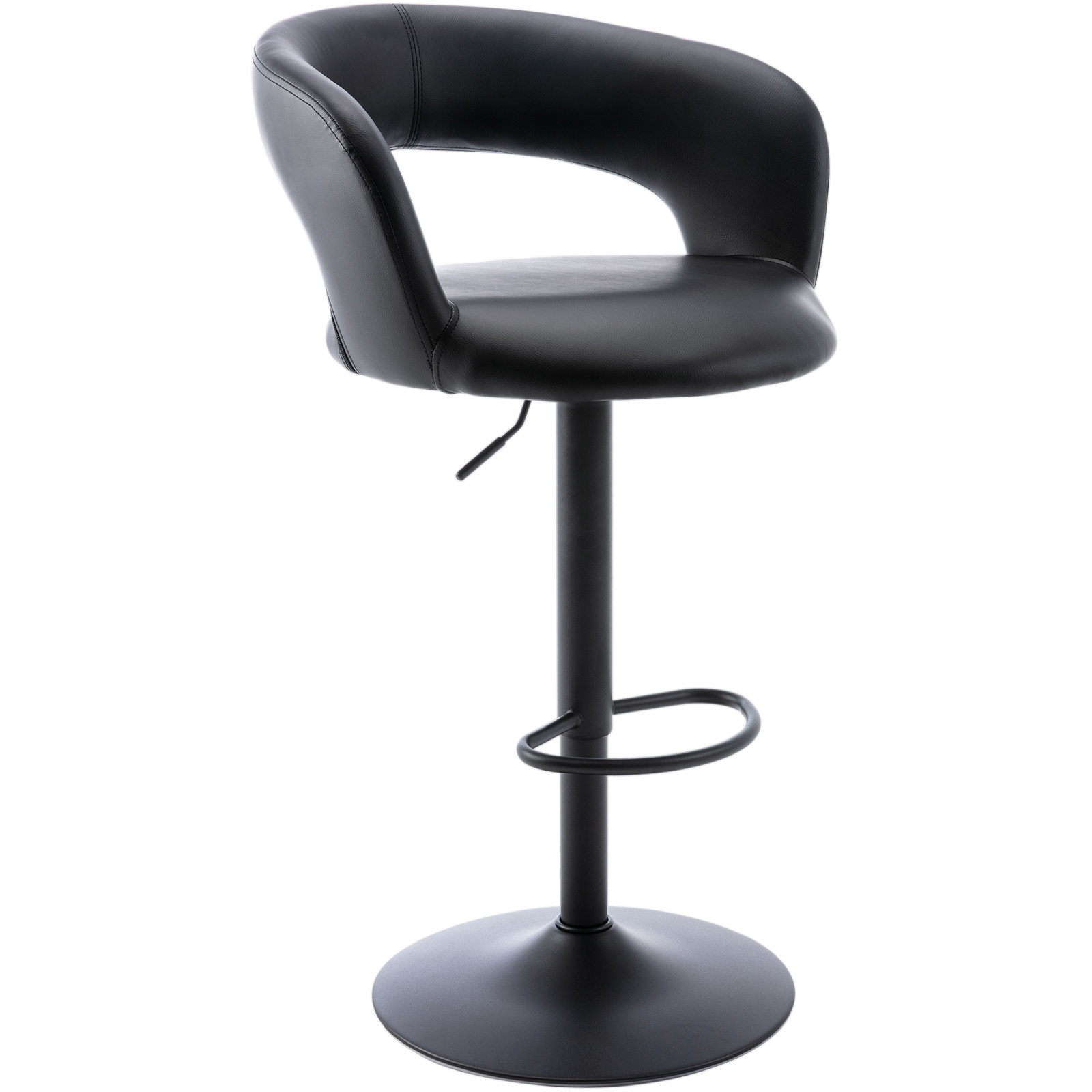 Wrought Studio™ Brage Living Wide Bar Stool, Modern PU Leather Swivel ...