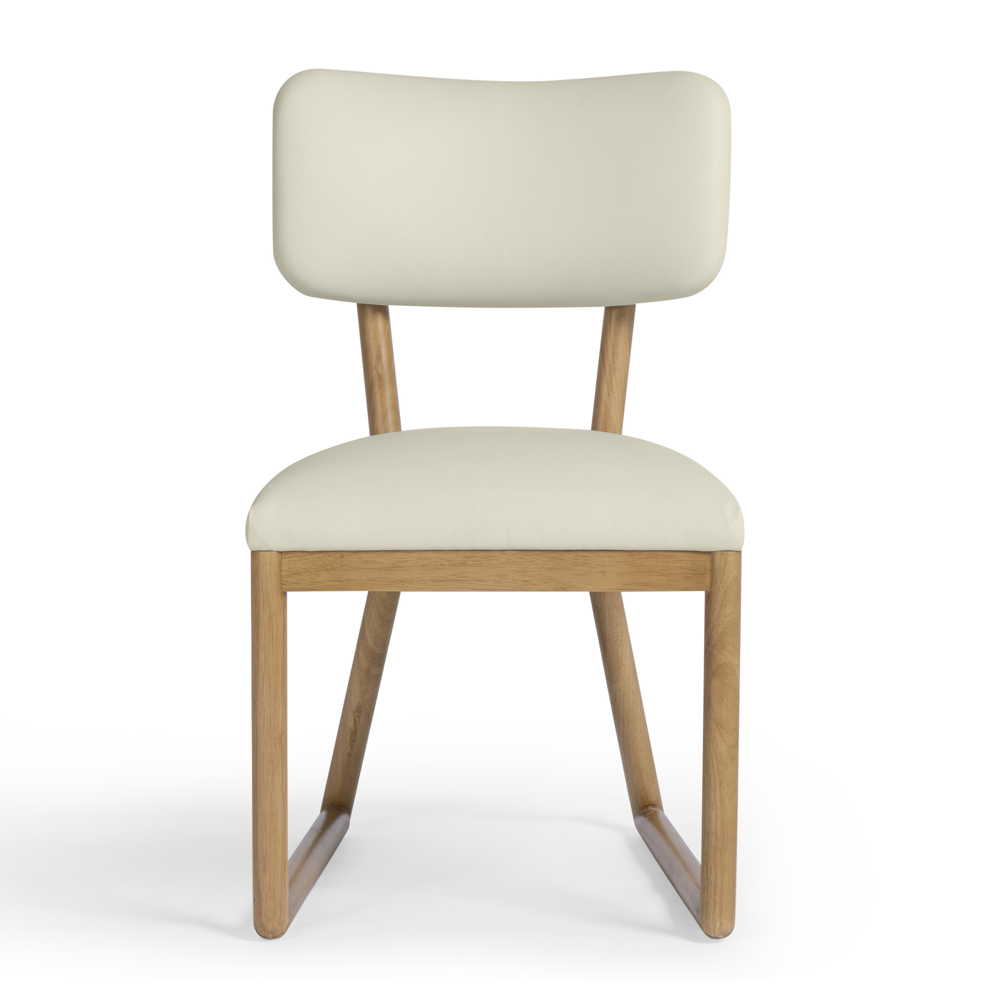 Ebern Designs Lowrey Cream Vegan Leather Dining Chair | Wayfair