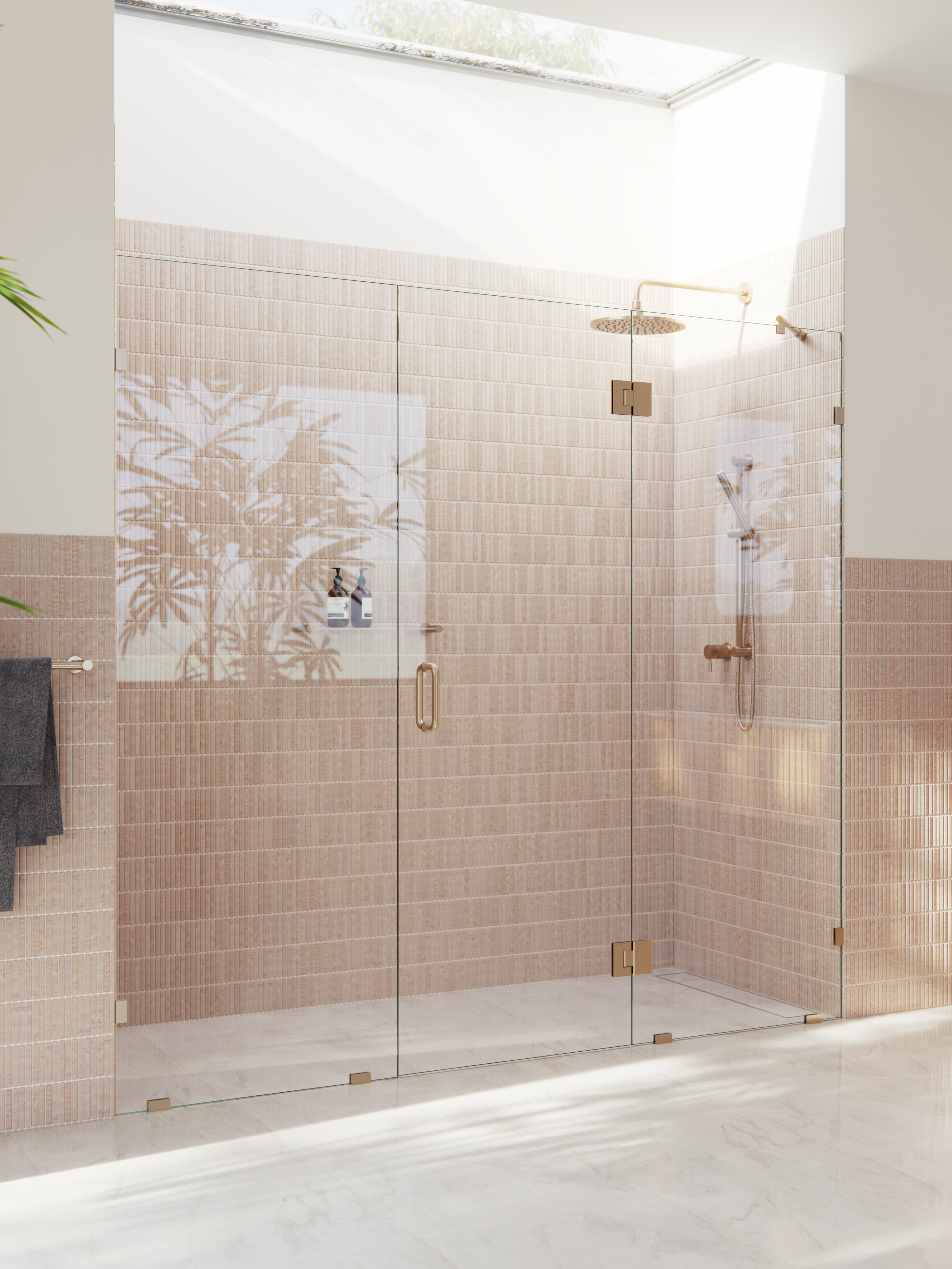 Glass Warehouse Stellar 99.25 in. x 78 in. Fully Frameless 3 Panel ...