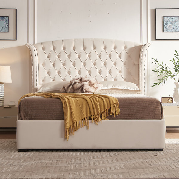 Latitude Run® Luxurious Upholstered Platform Bed with Stately High ...