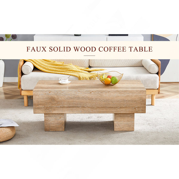 Ebern Designs Modern Simple Light Wood Texture MDF Coffee Table - 43.3 ...