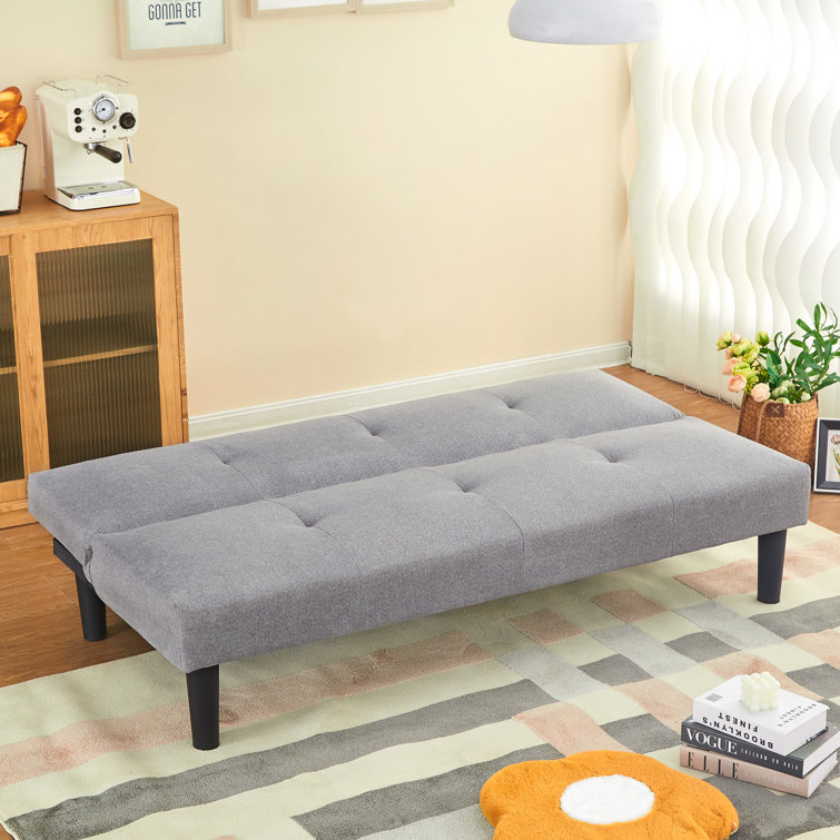 17 Stories Horice 160Cm Linen Armless Clic Clac Commercial Use Sofa Bed ...