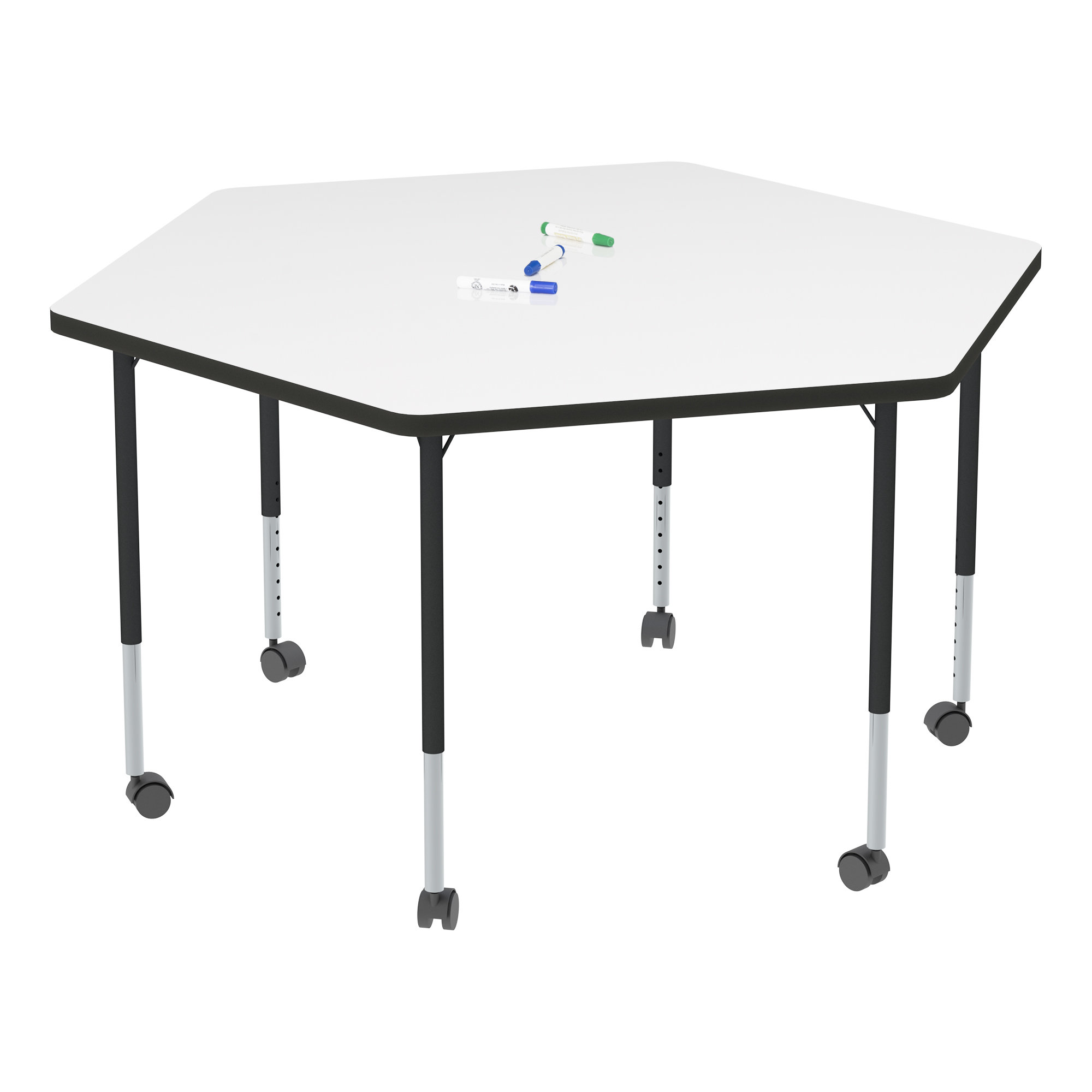 Learniture Structure Series Adjustable Height Mobile Hexagon Activity ...