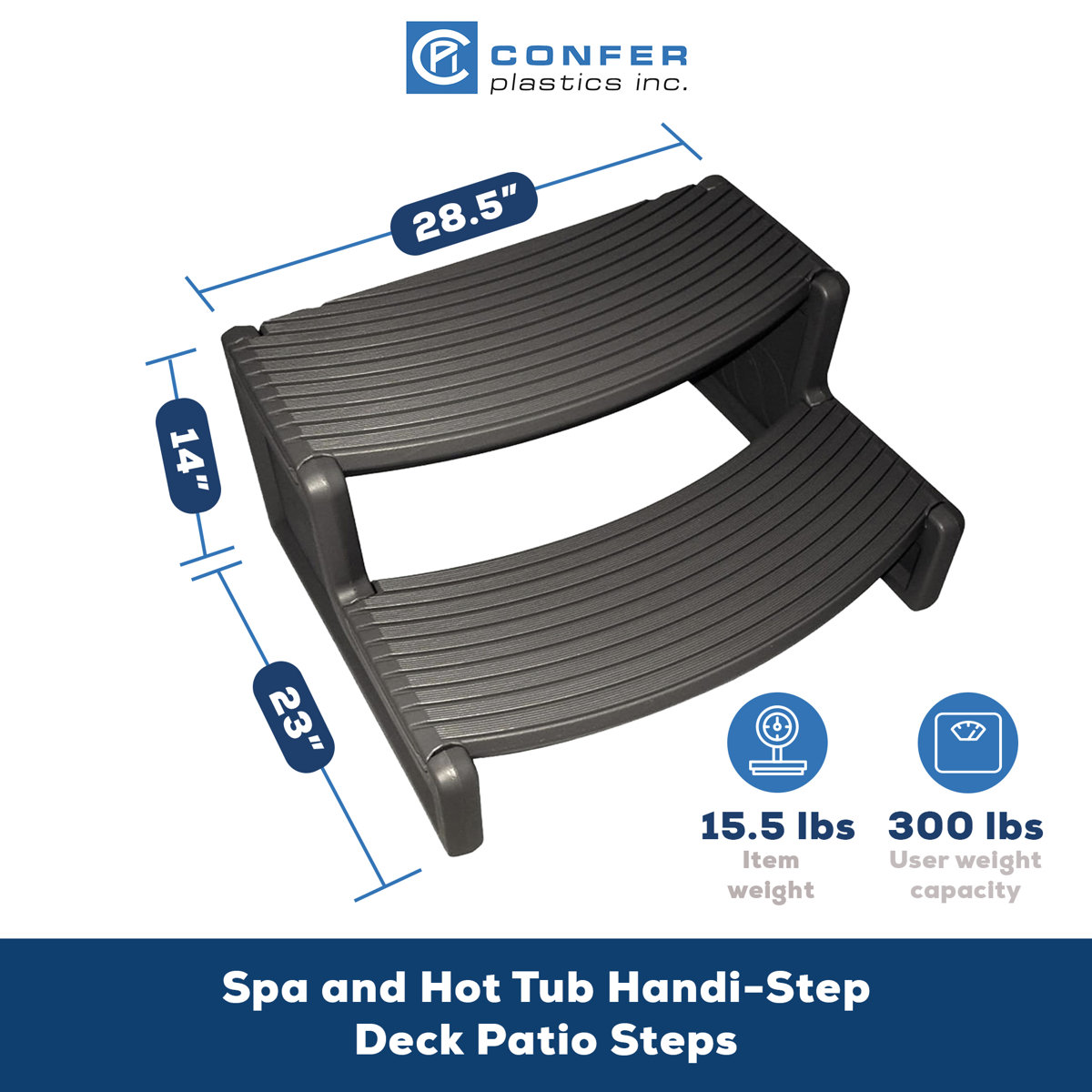 Confer Plastics Handi-Step Spa Hot Tub Stairs for Straight/Curved Spas ...