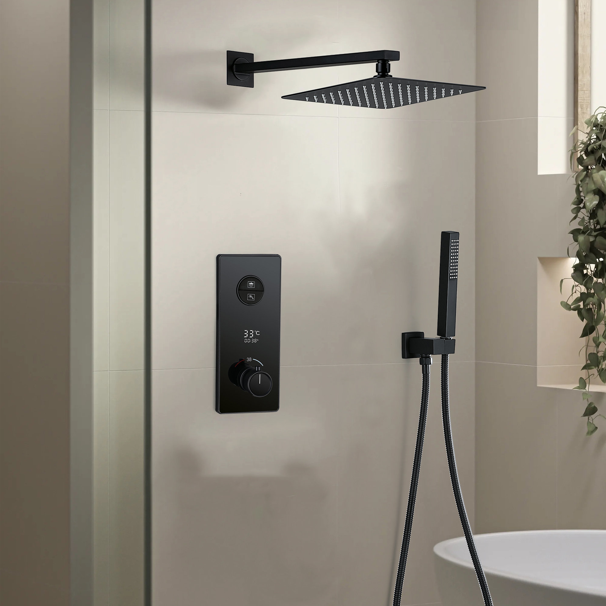 Aqua Gallery 9.84" Solid Brass Thermostatic Complete Shower System with ...