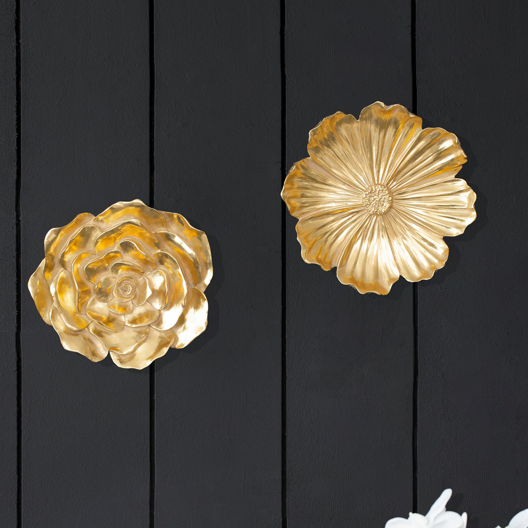 Mercer41 S/2 Gold Rose Hanging Wall Accents | Wayfair