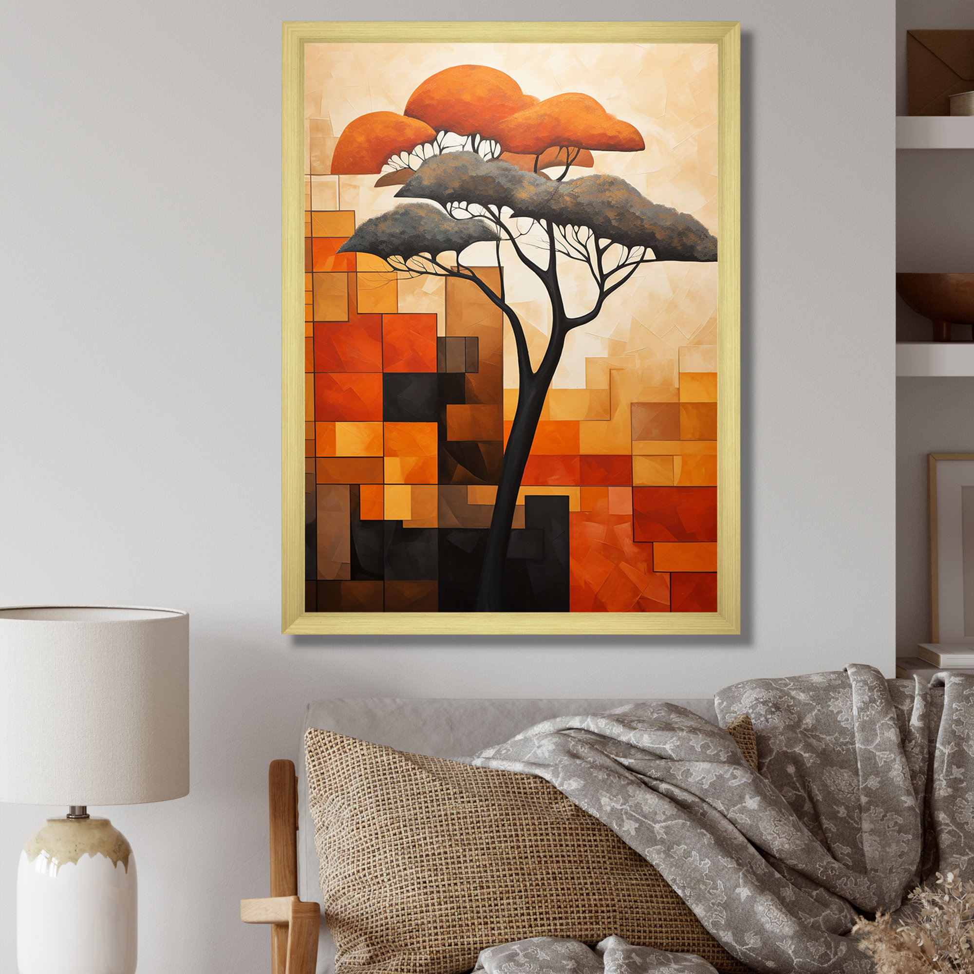 Lark Manor™ Cubist African Tree Landscape 1 - Tree African Wall Art ...