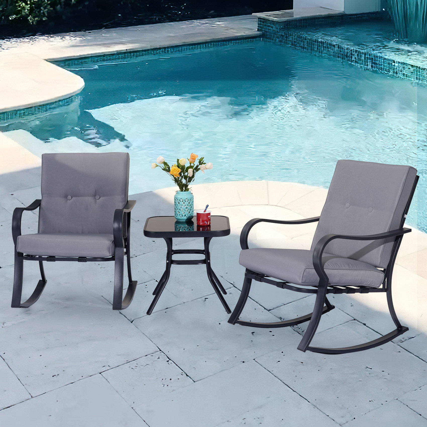 Red Barrel Studio Skylea Metal 2 - Person Seating Group with Cushions ...