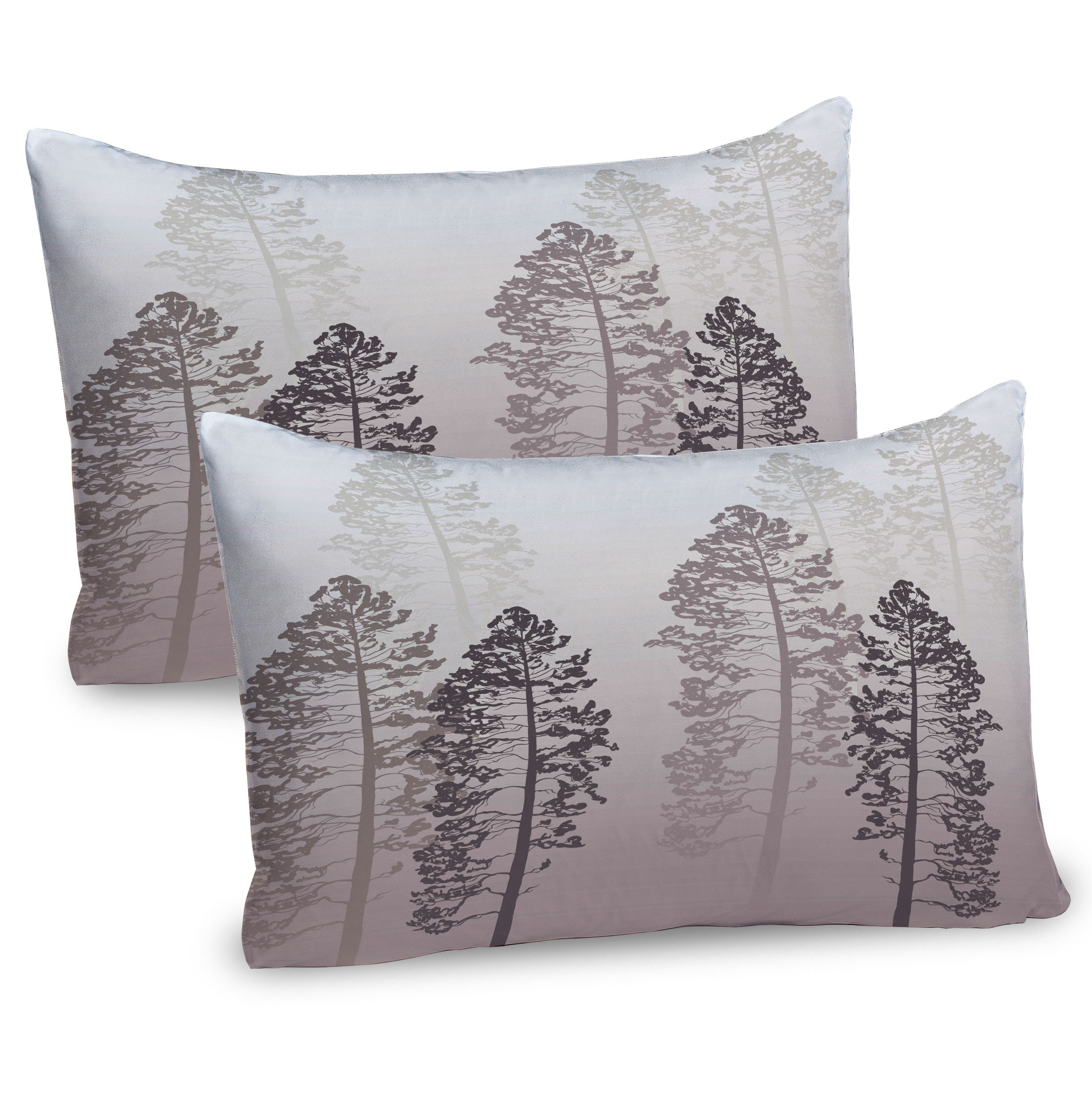 Ambesonne Country Pillow Sham 2 Pack Wild Pine Forest Themed Pale Mauve ...