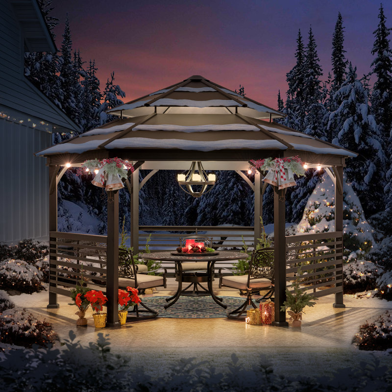 Sunjoy 13 x 15 ft. Hardtop Gazebo, Outdoor Macomb Hexagon Gazebo ...