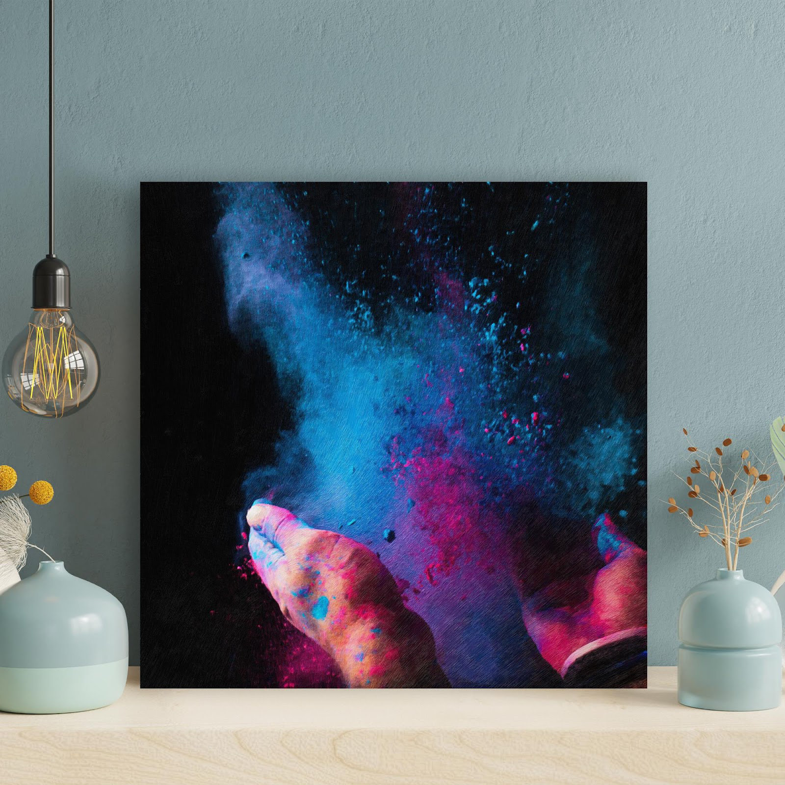 Latitude Run® A Person Playing With Blue And Red Powders - 1 Piece ...