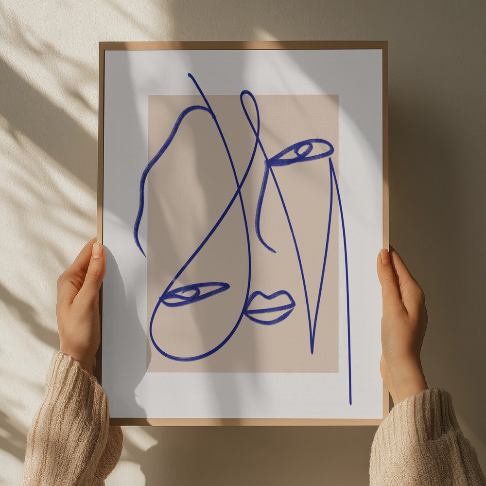 Ivy Bronx Abstract Blue Line Art | Wayfair.ie