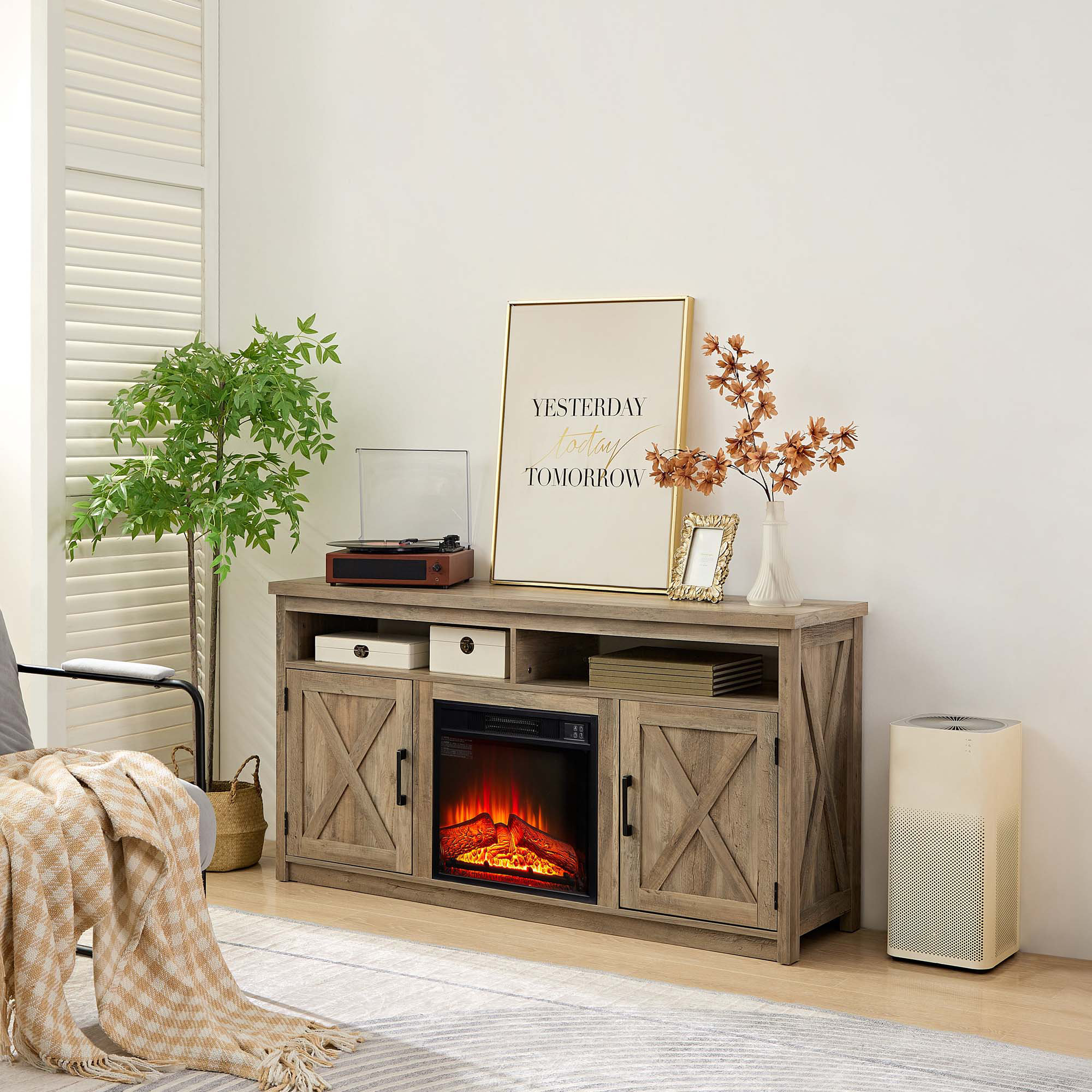 August Grove® Farmhouse Up To 65" TV Media Stand, Home Entertainment ...