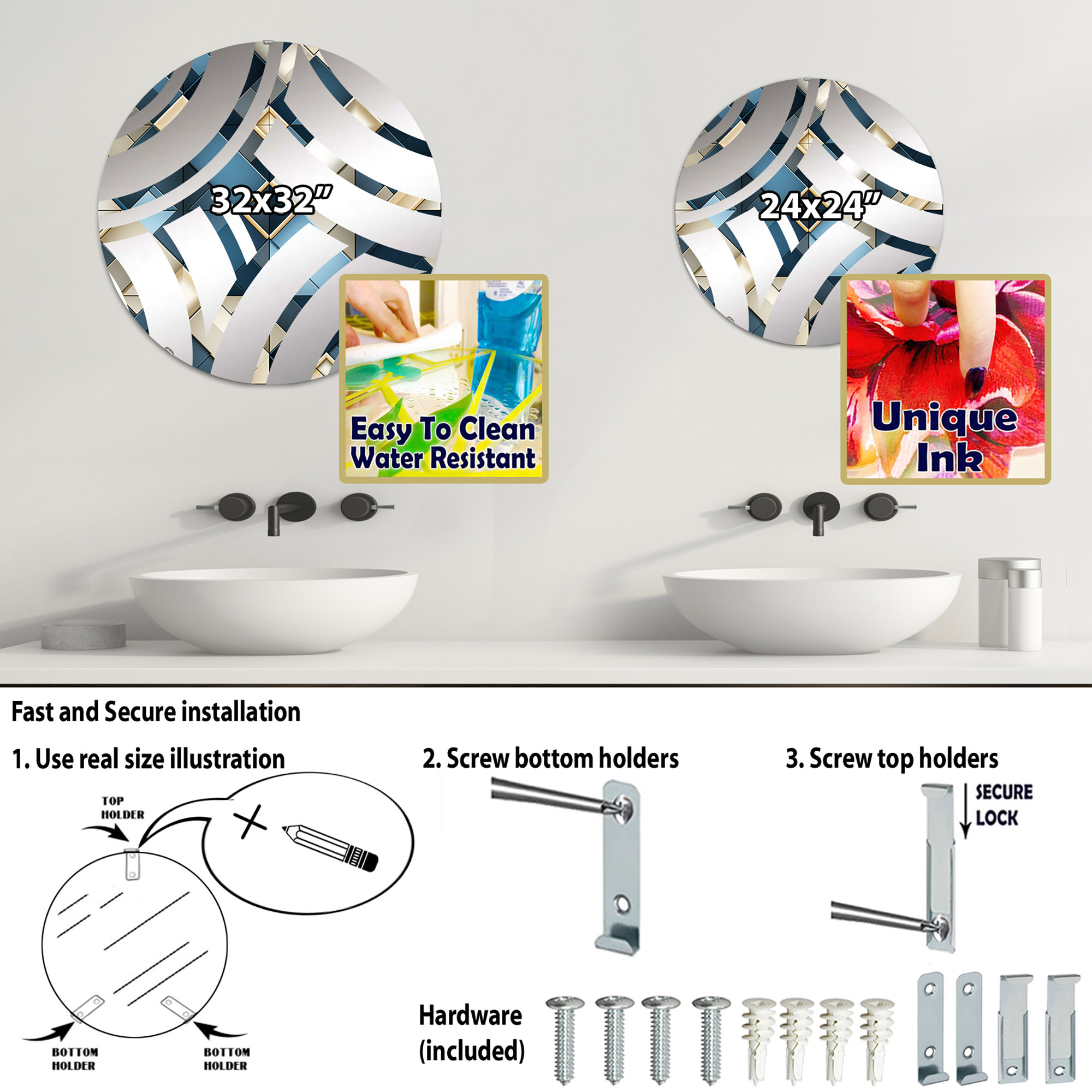 Design Art Ethereal Blue Intersections Mosaic Pattern - Centre Wave ...