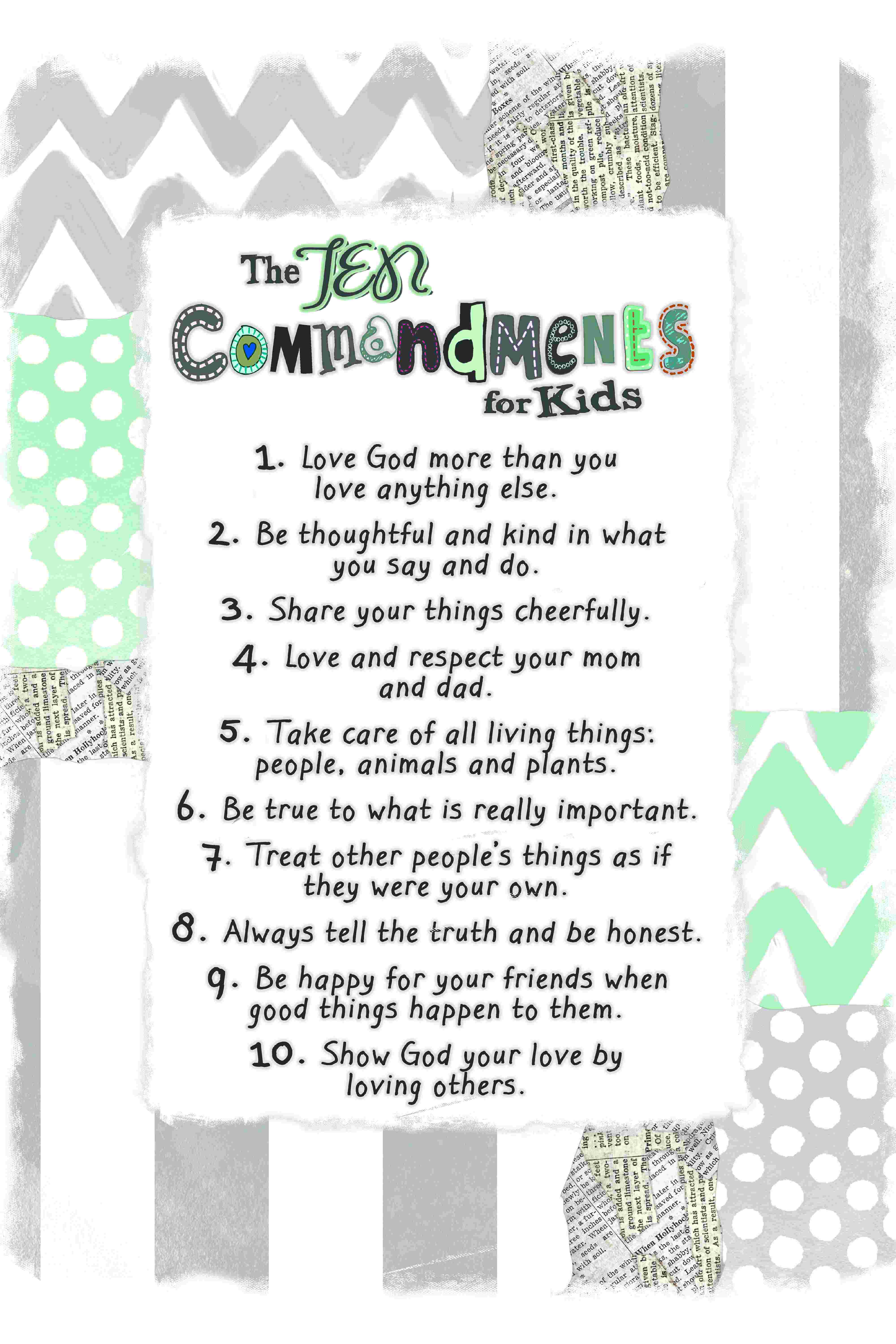 Trinx " Chevron Ten Commandments Mint " | Wayfair