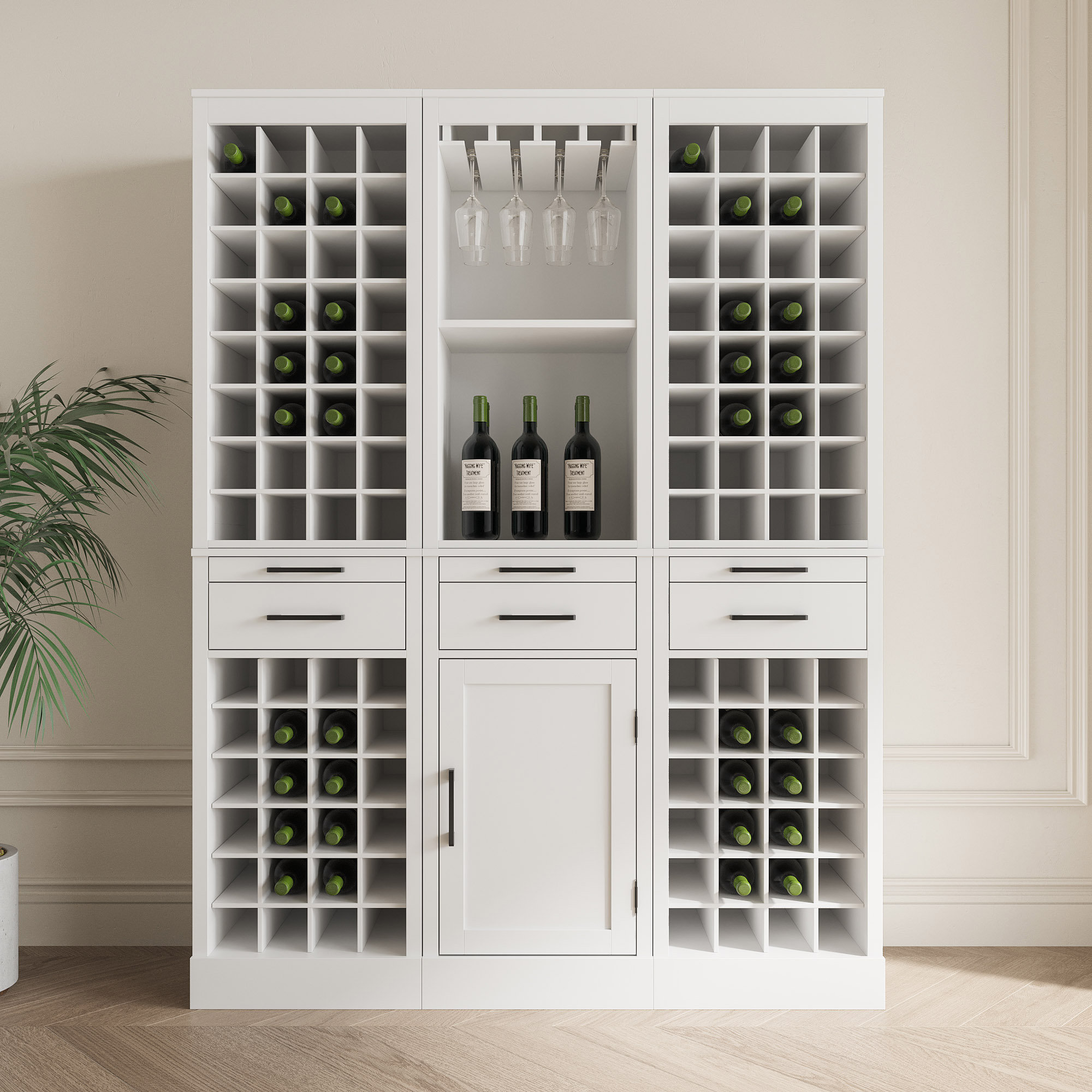 Winston Porter Modular 24 Wine Bar Cabinet Buffet Cabinet | Wayfair
