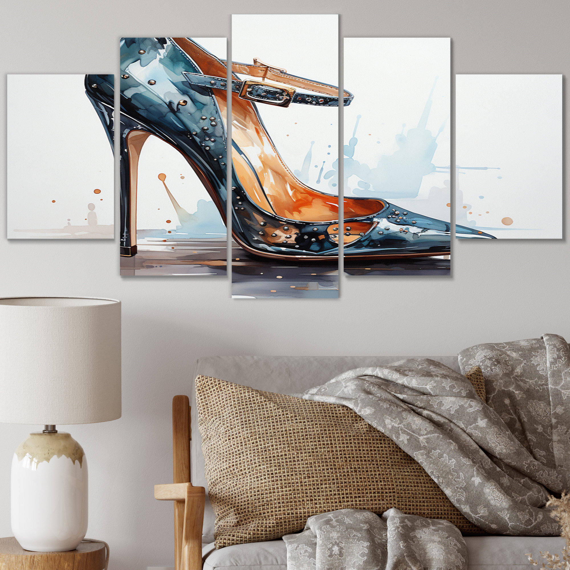 Mercer41 Black Fashion High Heel Power I On Canvas 5 Pieces Print | Wayfair