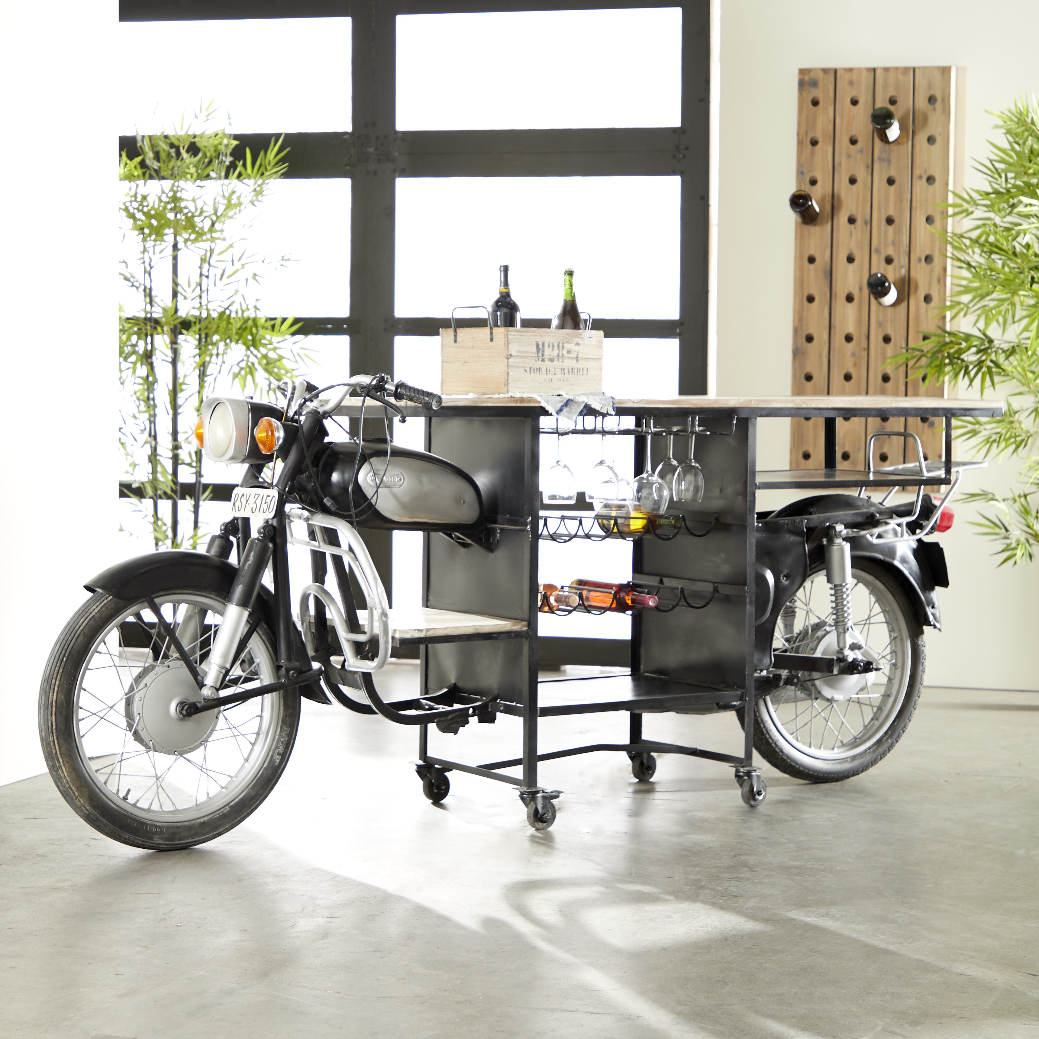 Williston Forge Chenita Metal Handmade One-of-a-Kind Reclaimed Black ...