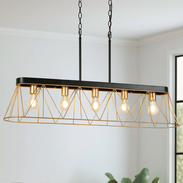 17 Stories Olajawon 5-Light Kitchen Island Square / Rectangle Dimmable ...