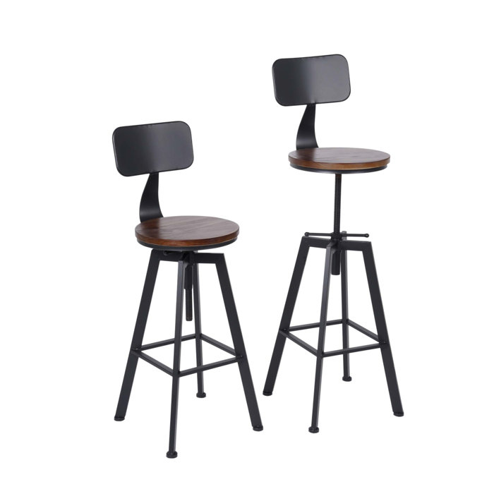 17 Stories Industrial Style Height Adjustable Bar Chairs Can Be Rotated ...