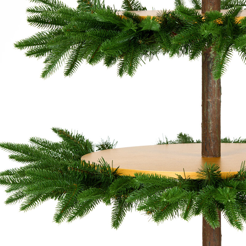 The Holiday Aisle® 7.5ft. Christmas Platform Slim Tree with Shelves ...