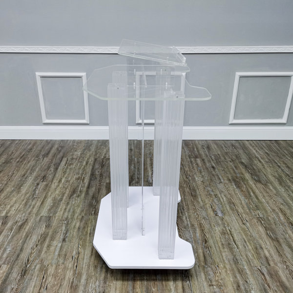 FixtureDisplays FAcrylic Podium Wood Pulpit Large Lecterm for Church ...