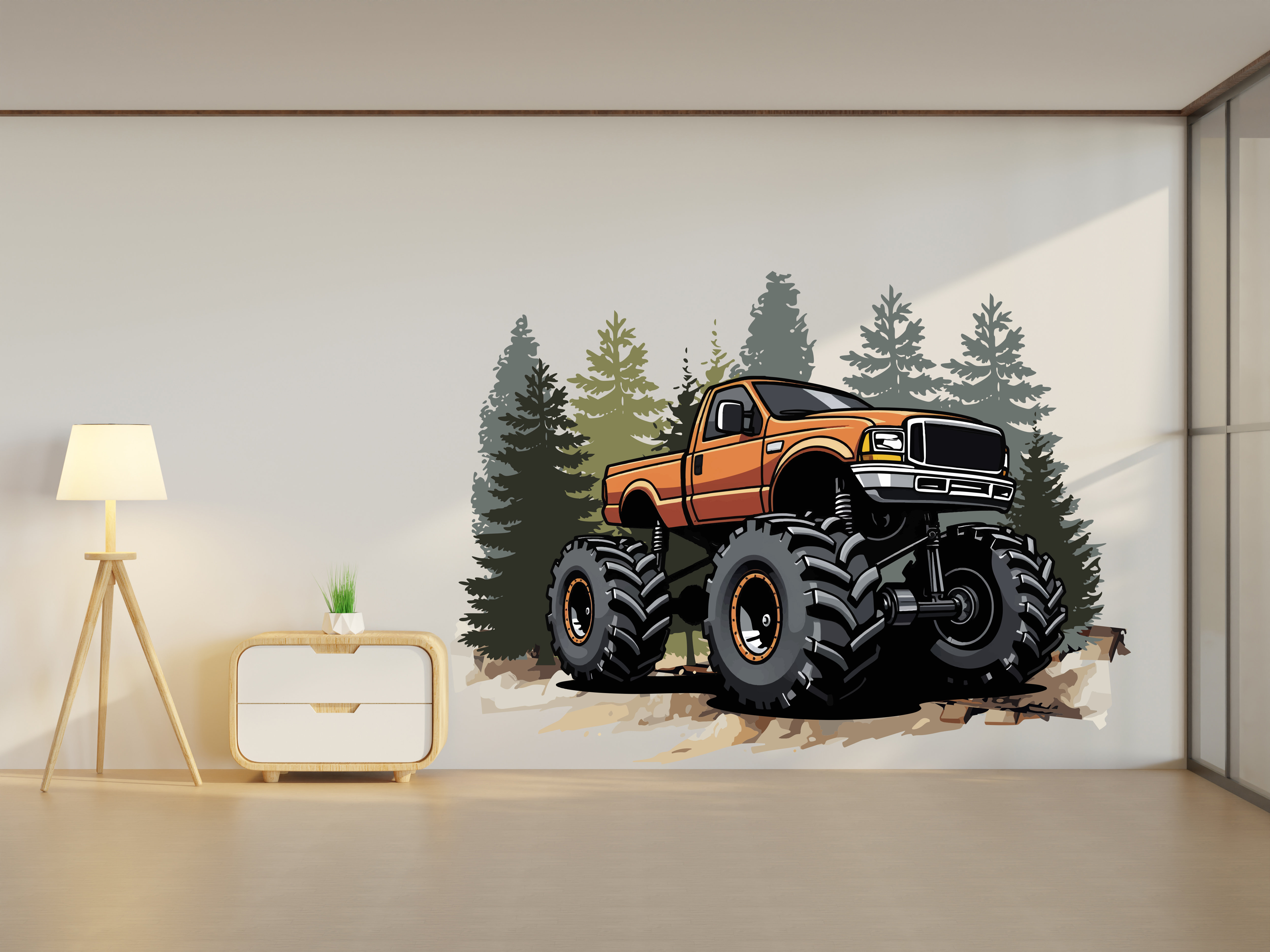 Williston Forge Monster Truck Wall Decal Truck Wall Sticker Car Art Truck Wall Vinyl Wall Decal ...