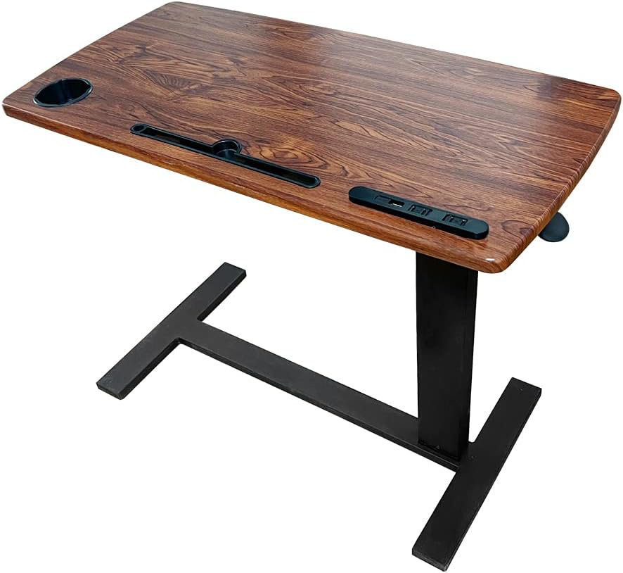 Latitude Run® Pneumatic Adjustable Height Stand Desk With Hidden Wheels ...