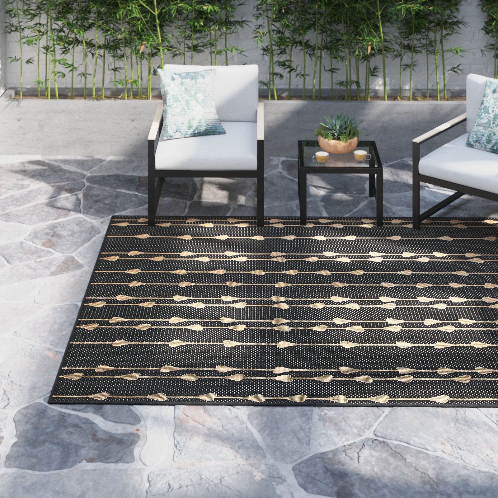 Steelside™ Leif Abstract Indoor/Outdoor Area Rug for Living Room Patio ...