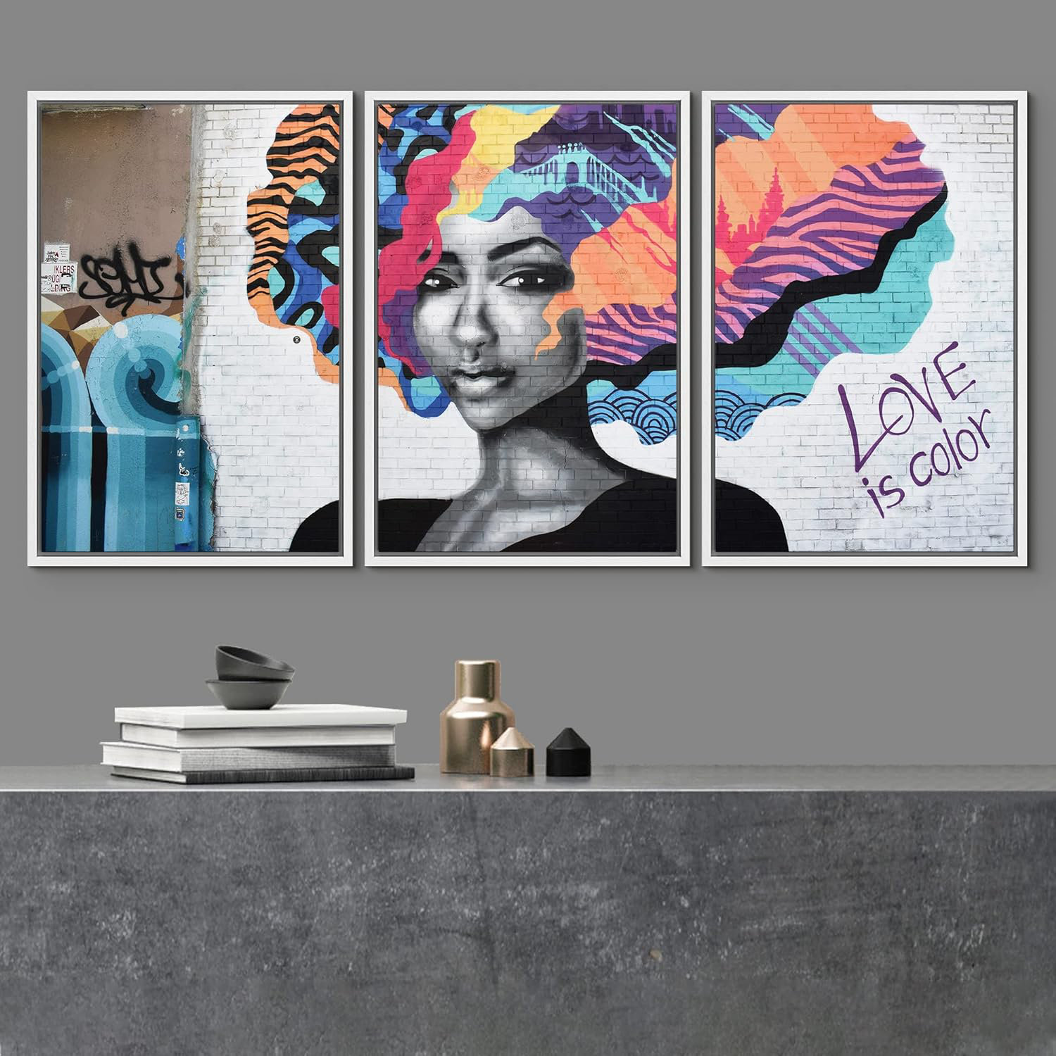 IDEA4WALL Love Is Color Triptych Graffiti & Street Art Cities Scenic ...