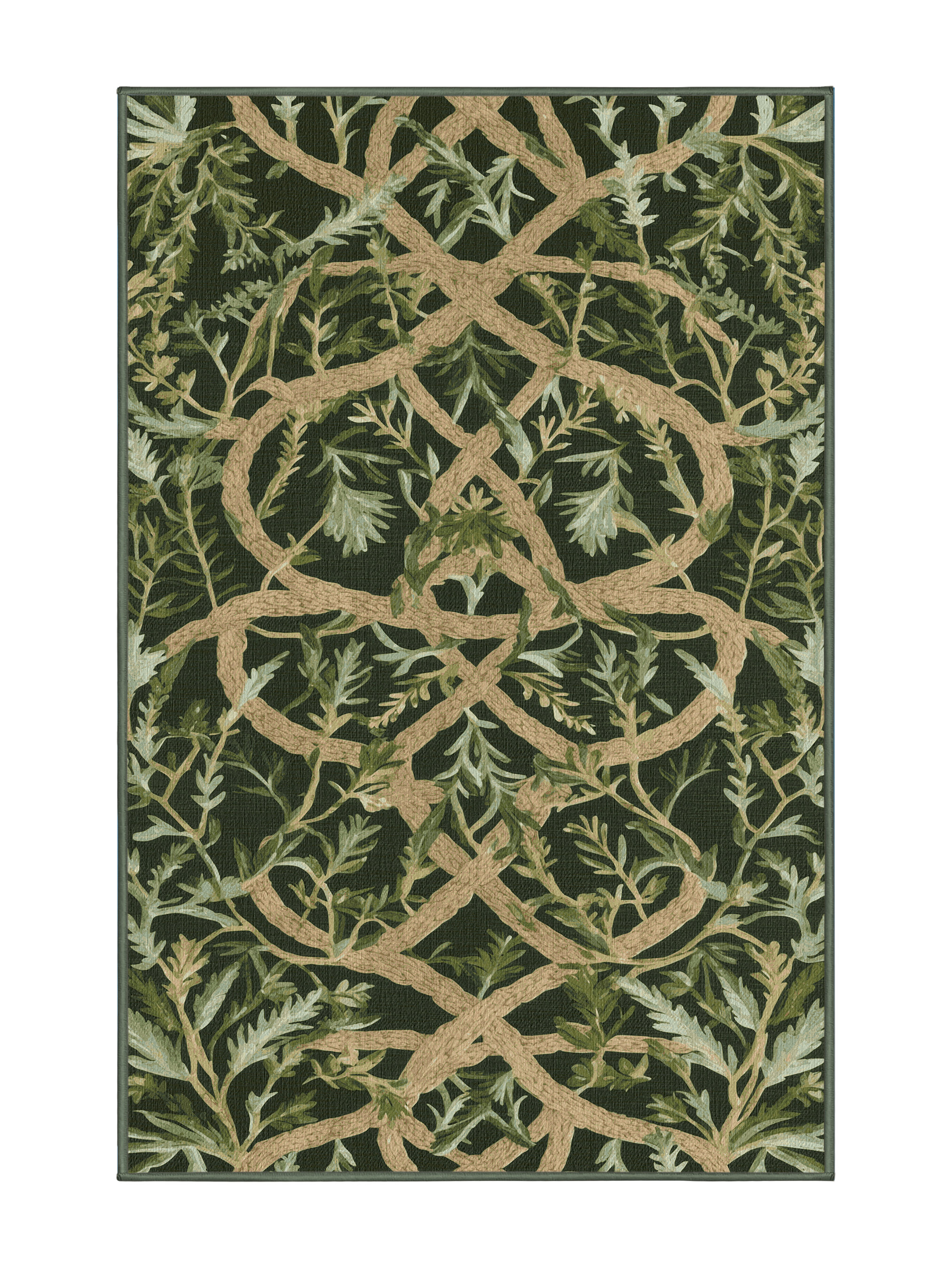 Canora Grey Machine Washable Botanical Green Area Rug | Wayfair