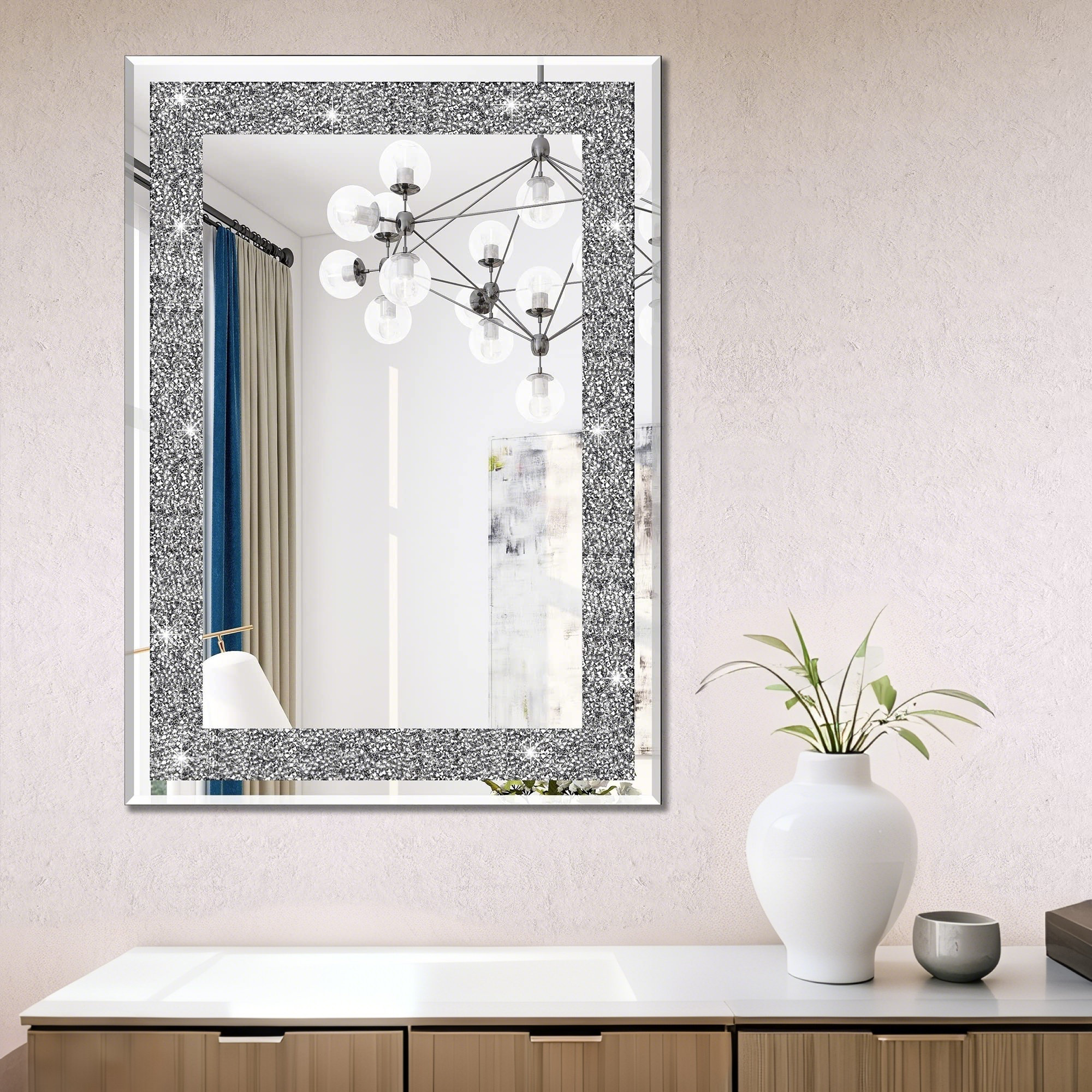 Mercer41 Crystal-Embellished 20"X28" Diamond Accent Mirror With Velvet ...