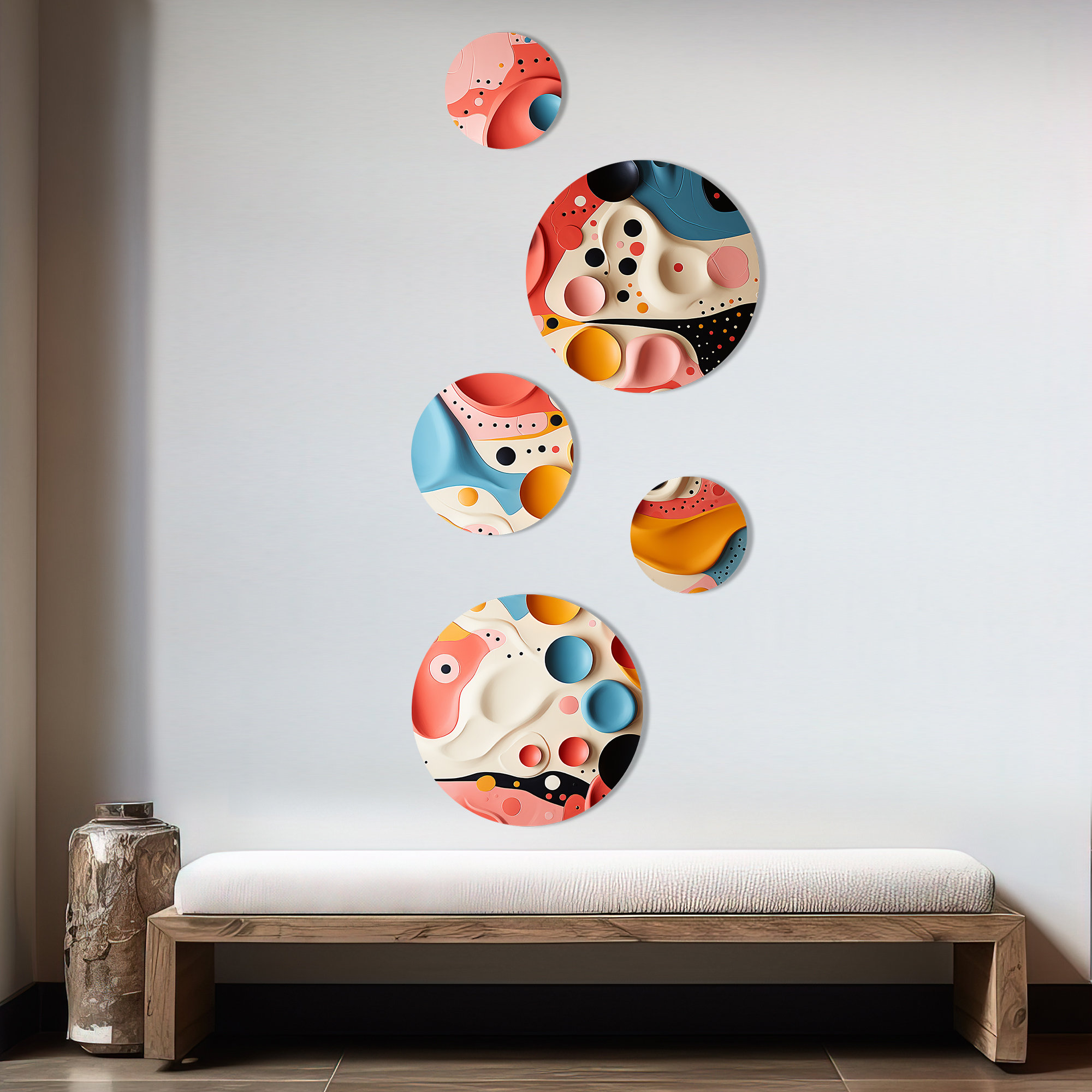 Ivy Bronx Colorful Abstract Liquid Art Swirls I - Abstract Round Wall ...