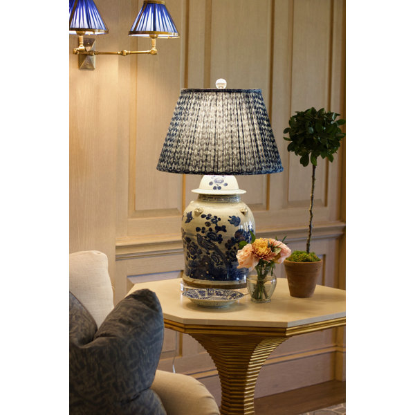 Maison Maison Design 18" Gathered Fabric Lampshade in White Noise | Wayfair