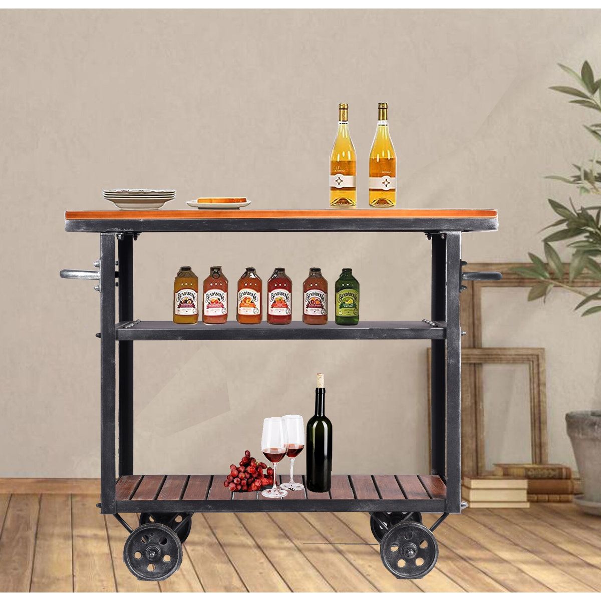 17 Stories Saunder Metal Bar Cart & Reviews | Wayfair
