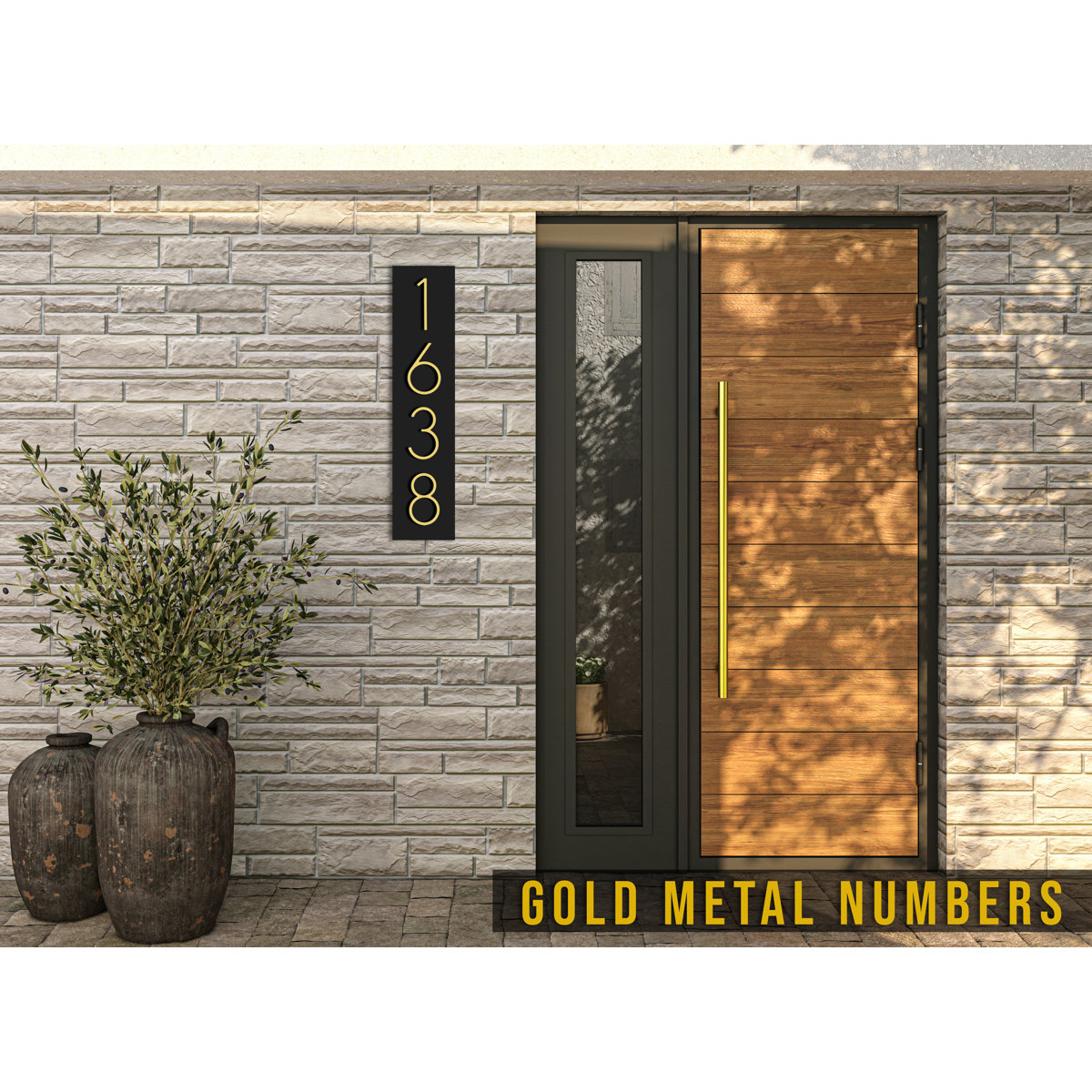 White Harmony House Number Gold Address Sign | Wayfair