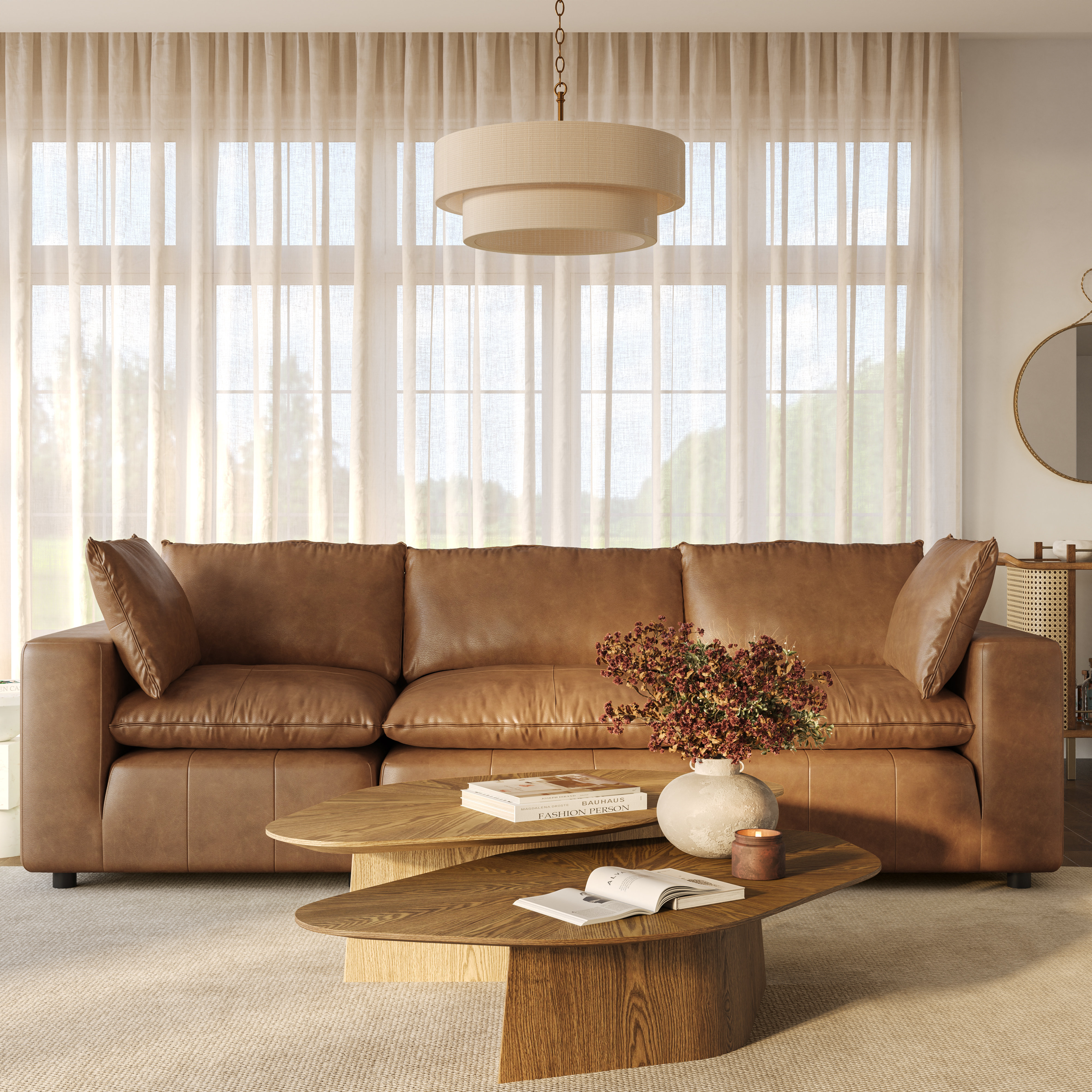 TOV Furniture Cali Brown Leather Modular Sofa - Wayfair Canada