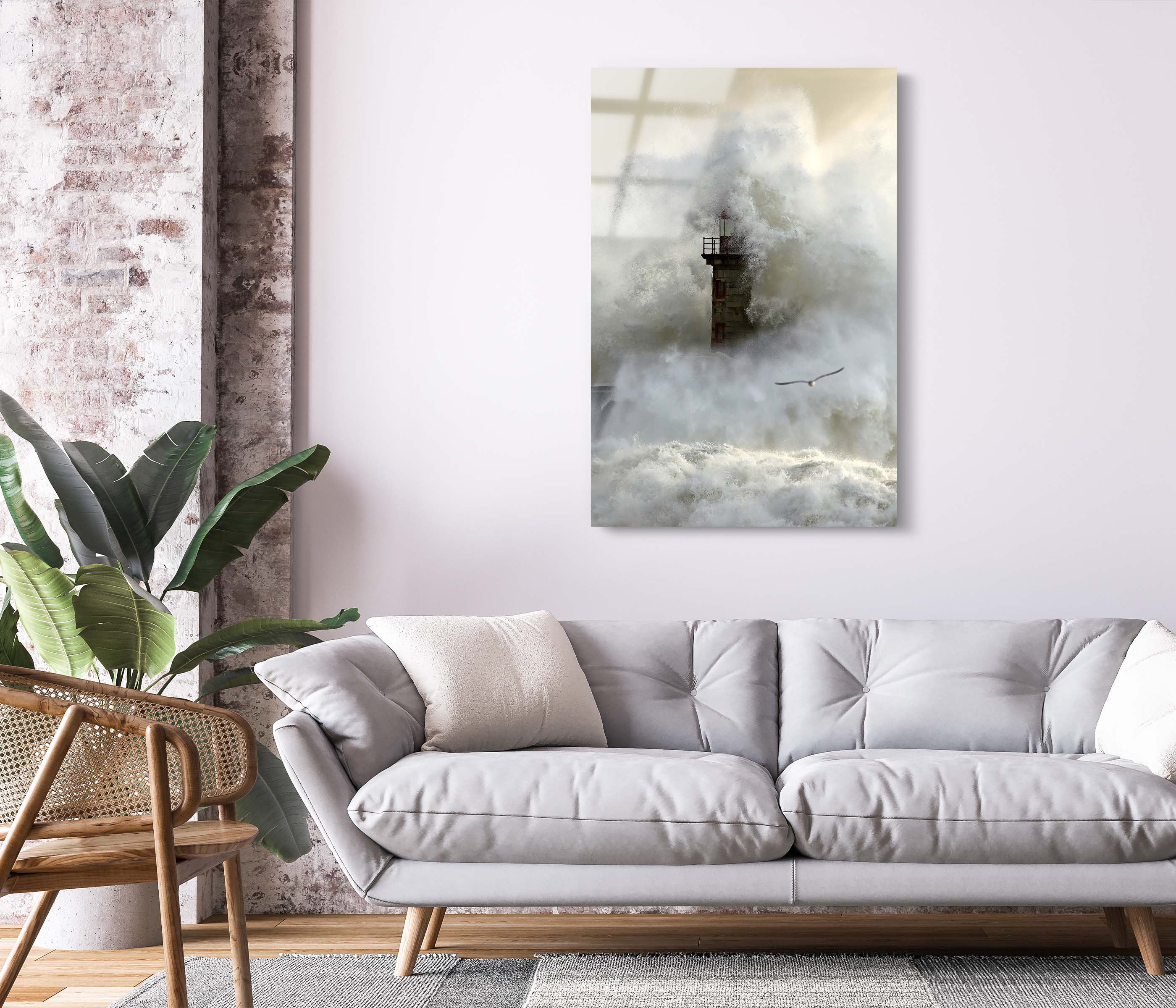 Breakwater Bay Fiddemon Lighthouse Storm - Unframed Print | Wayfair