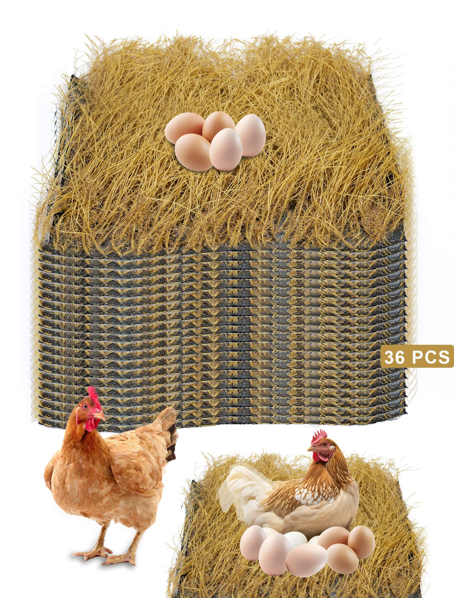 Ophelia & Co. 36 Pack Chicken Nesting Pads, 12x12 Inch Yellow ...