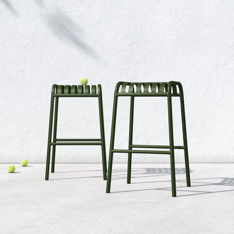 AllModern Abra Powder Coated Steel Outdoor 29.7'' Bar Stool | Wayfair