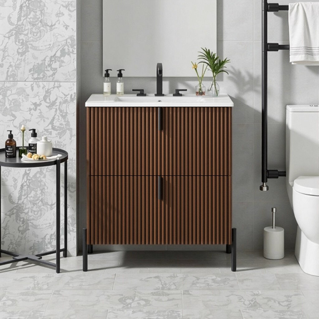 Latitude Run® 30" Freestanding Bathroom Vanity with Ceramic Sink, Soft ...