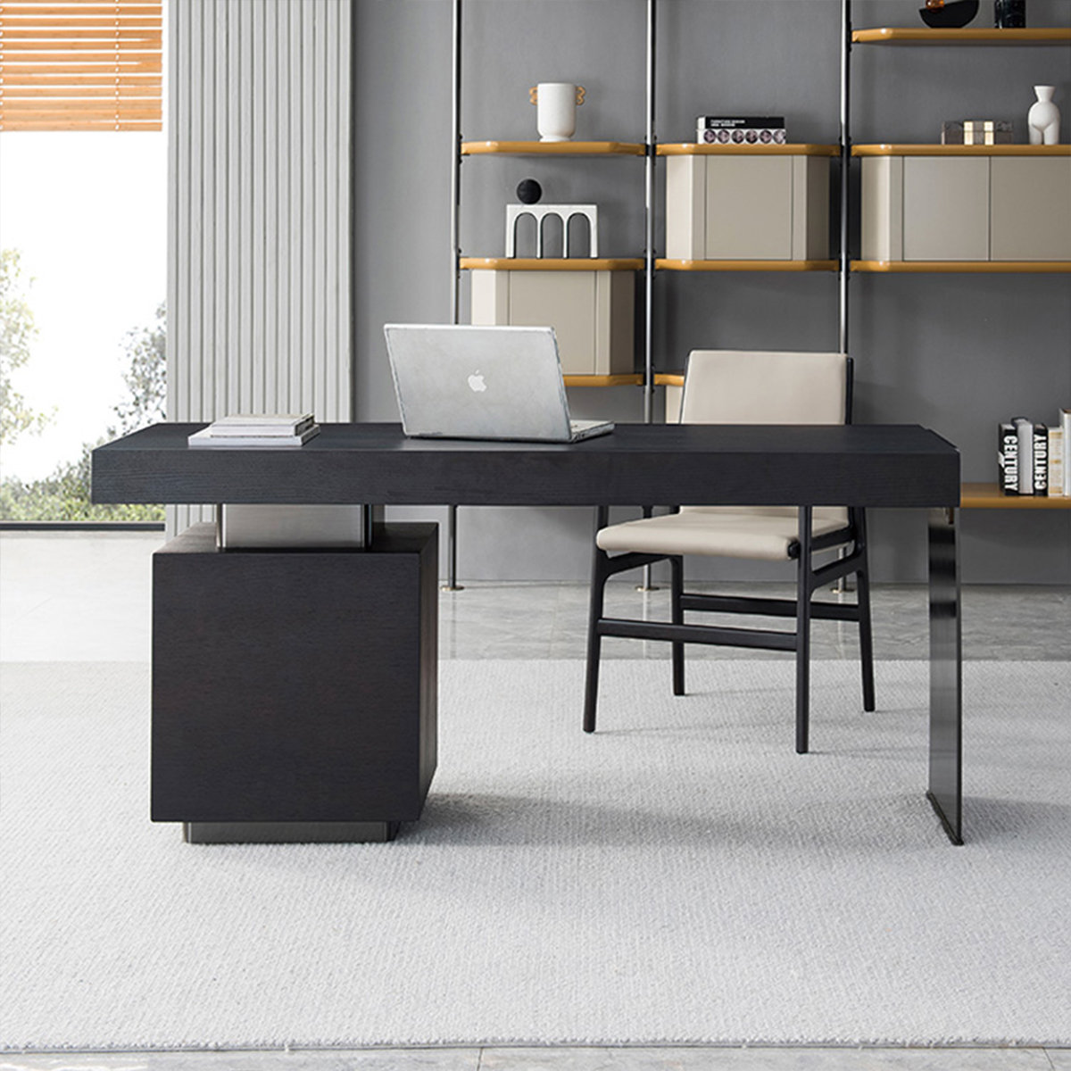 Isla Hopping Minimalist Luxury Rectangular Black Office Desk - Wayfair ...